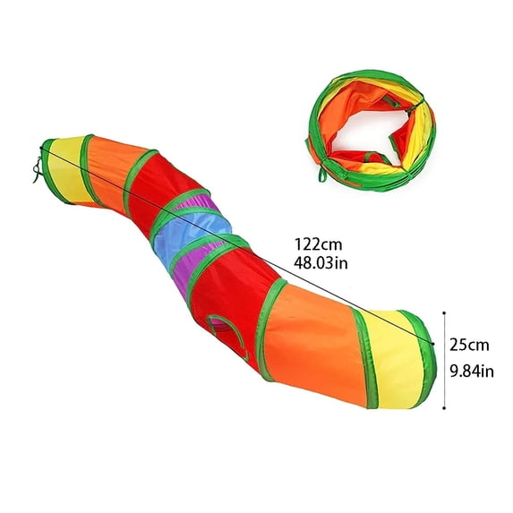 Foldable Rainbow Cat Tunnel Tube, Interactive Collapsible Pet Play ...