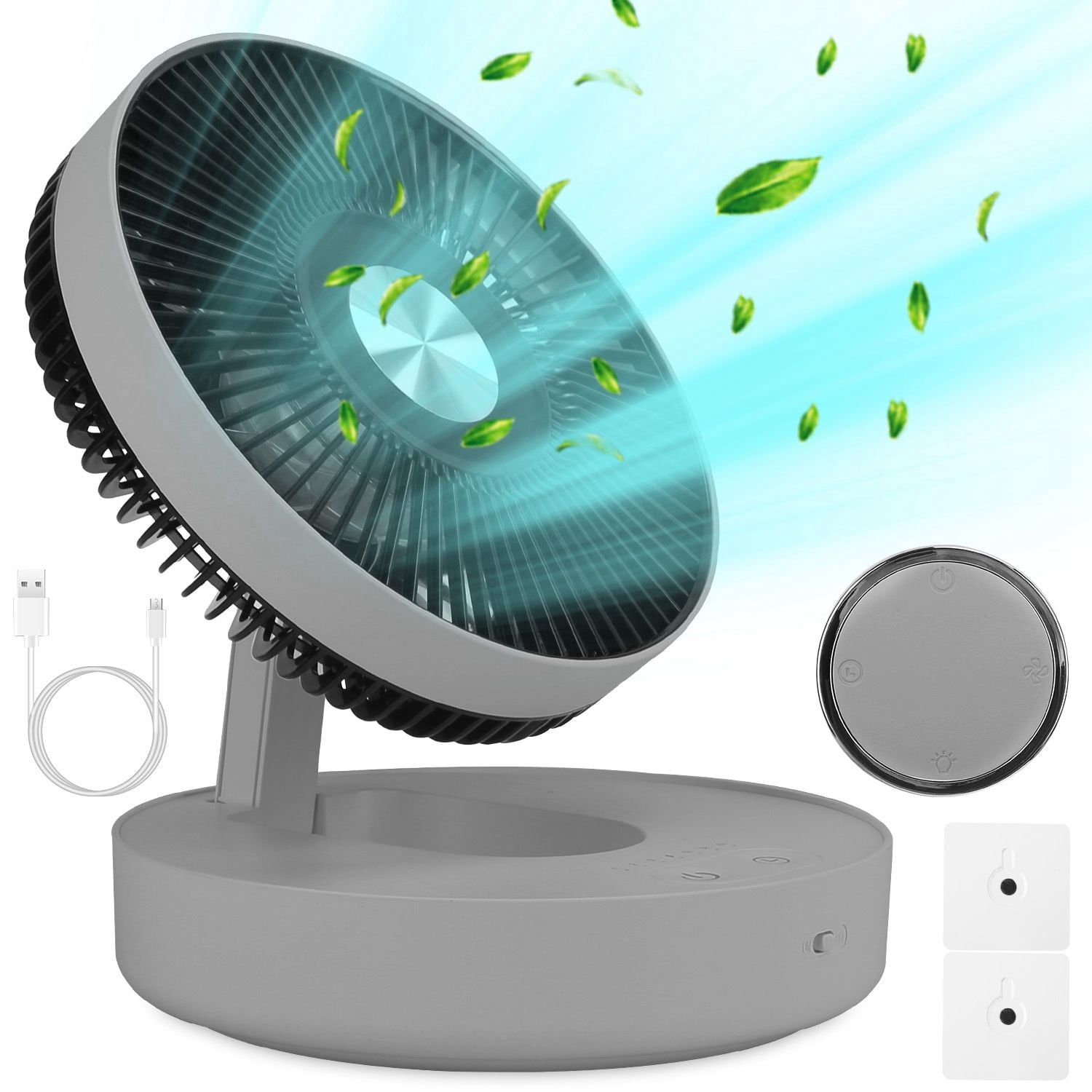 Foldable Rechargeable LED Desk Fan Wall Mounted Fan with Magnetic ...