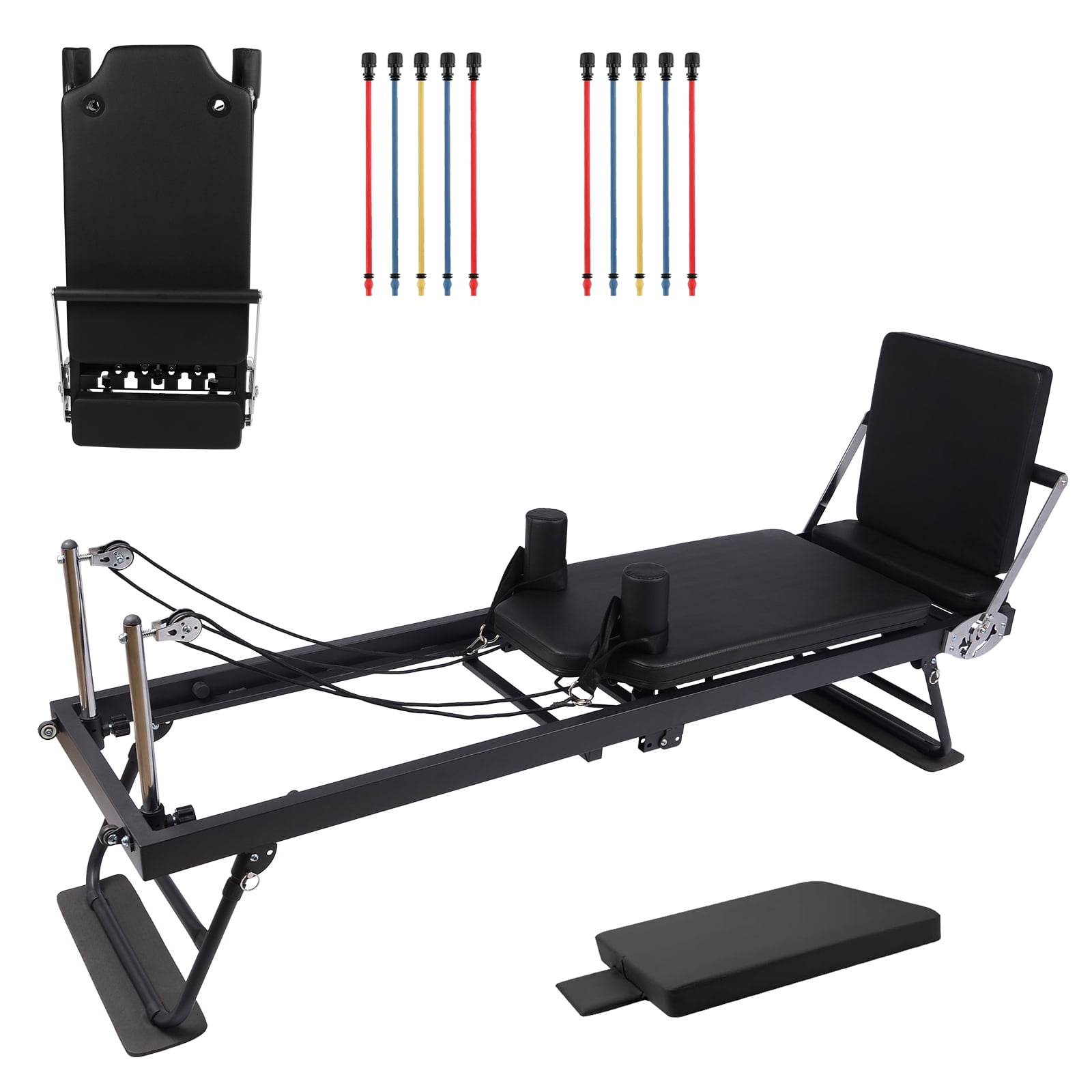 Foldable Reformer Pilates Machine for Home Use, Adjustable Resistance ...