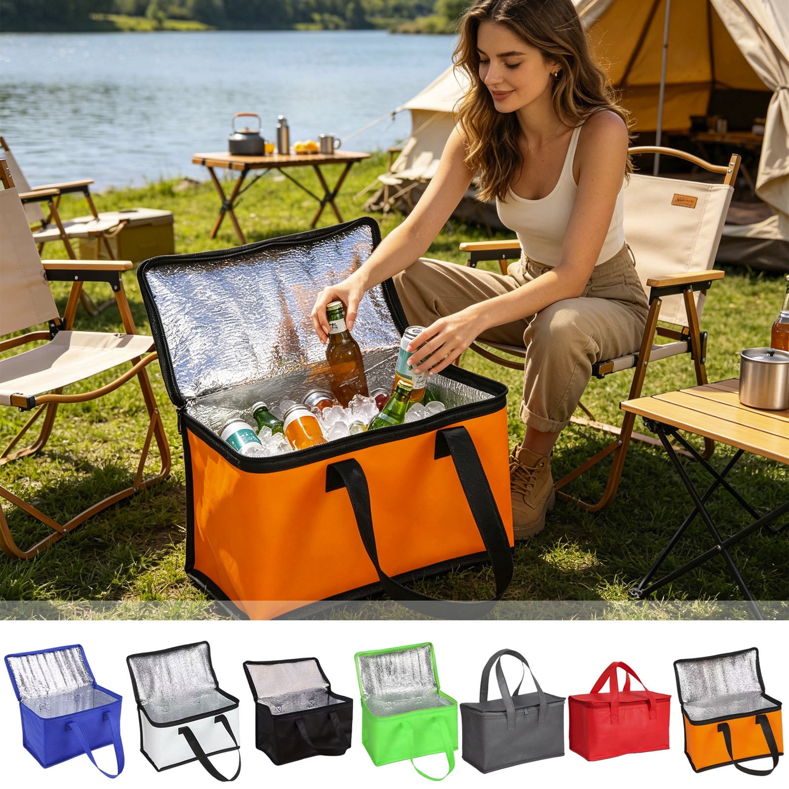 Foldable Reusable Insulated Shopping Bags, Dual-Purpose Thermal Pouches ...