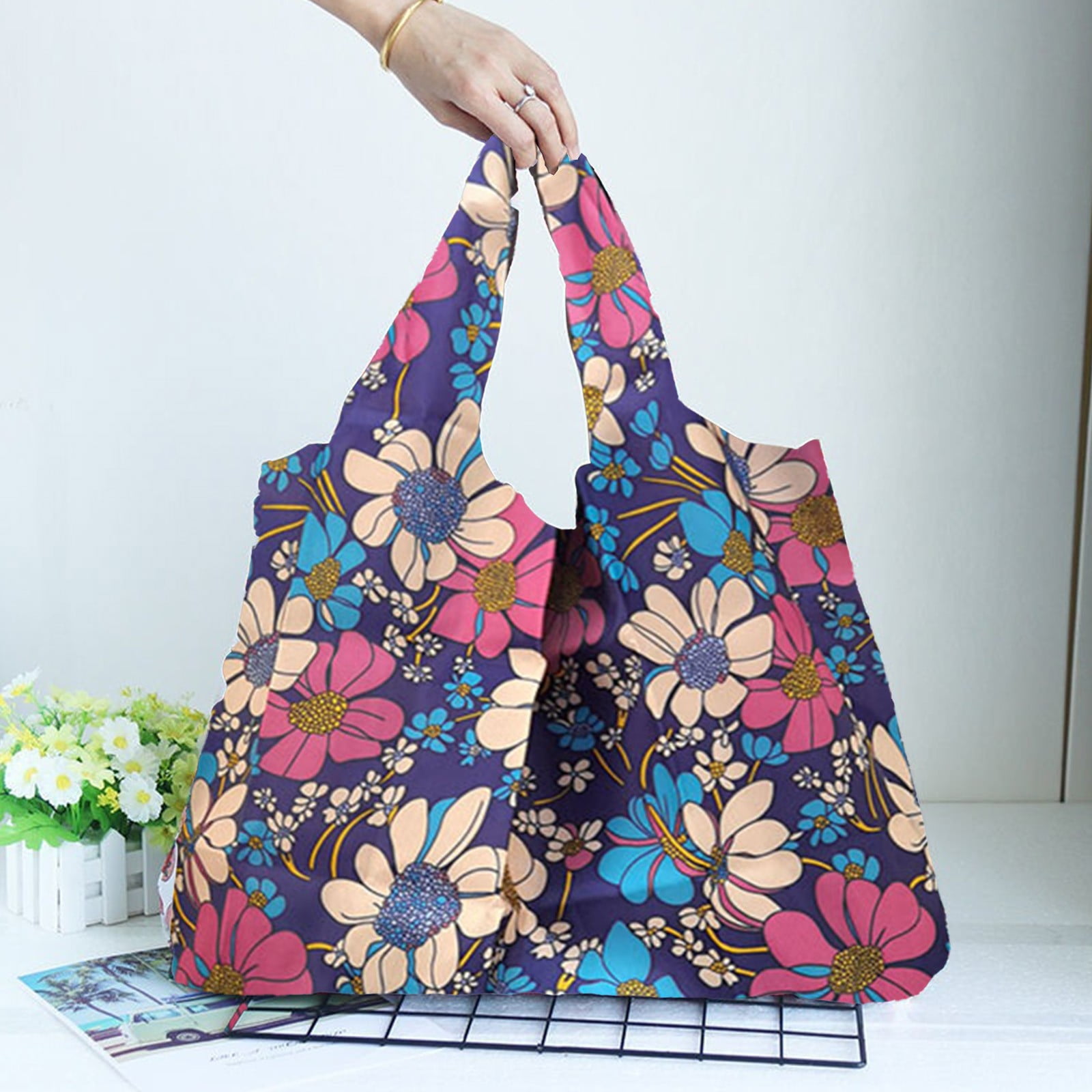 Foldable Reusable Shopping Bags – Recyclable Lightweight Nylon Tote ...