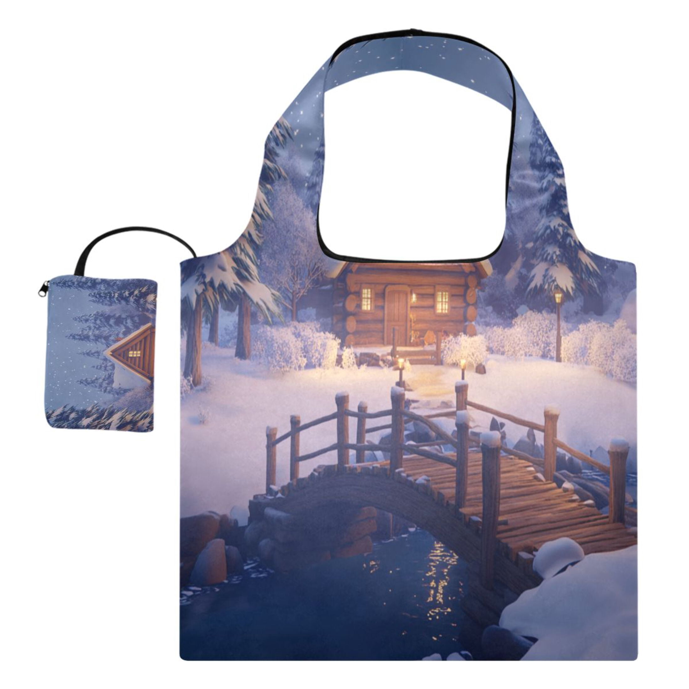 Foldable Reusable Tote Shoulder Bag - 18.1"x16.1" Grocery Bags Built-In ...