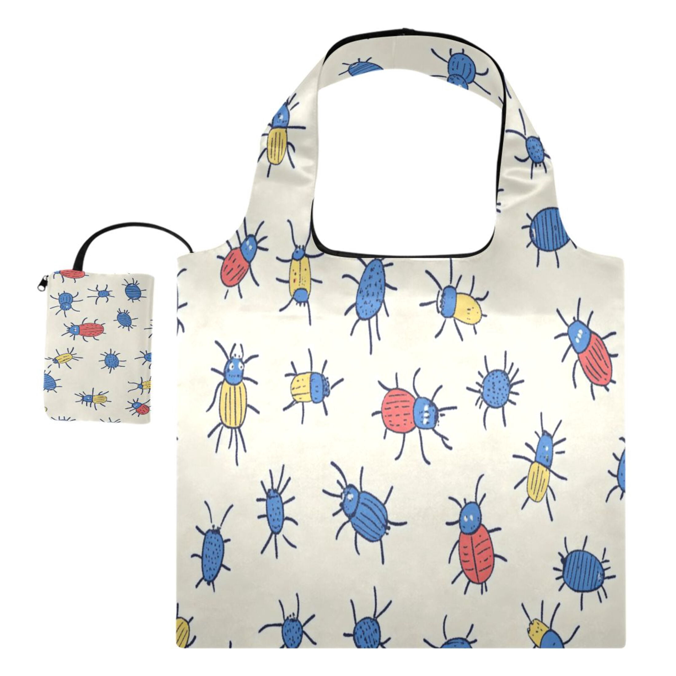 Foldable Reusable Tote Shoulder Bag - 18.1"x16.1" Grocery Bags Built-In ...