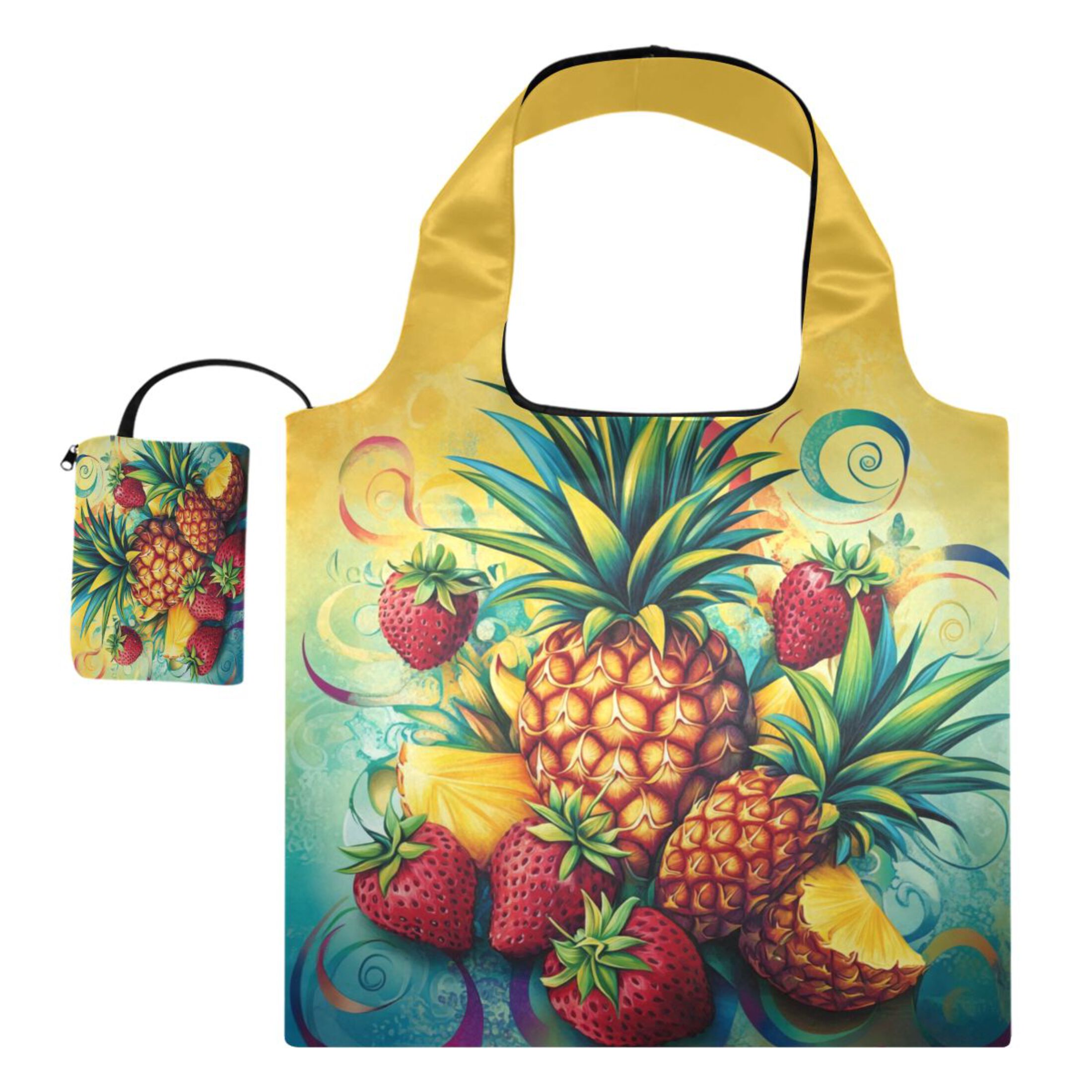 Foldable Reusable Tote Shoulder Bag - 18.1"x16.1" Grocery Bags Built-In ...