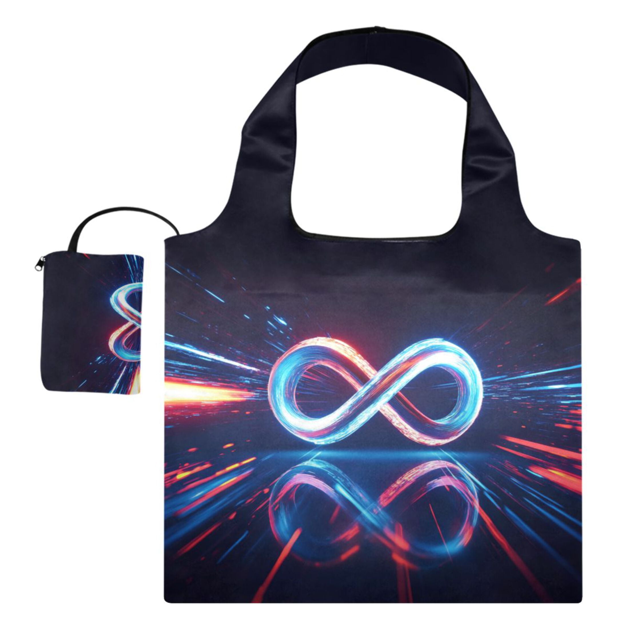 Foldable Reusable Tote Shoulder Bag - 18.1"x16.1" Grocery Bags Built-In ...