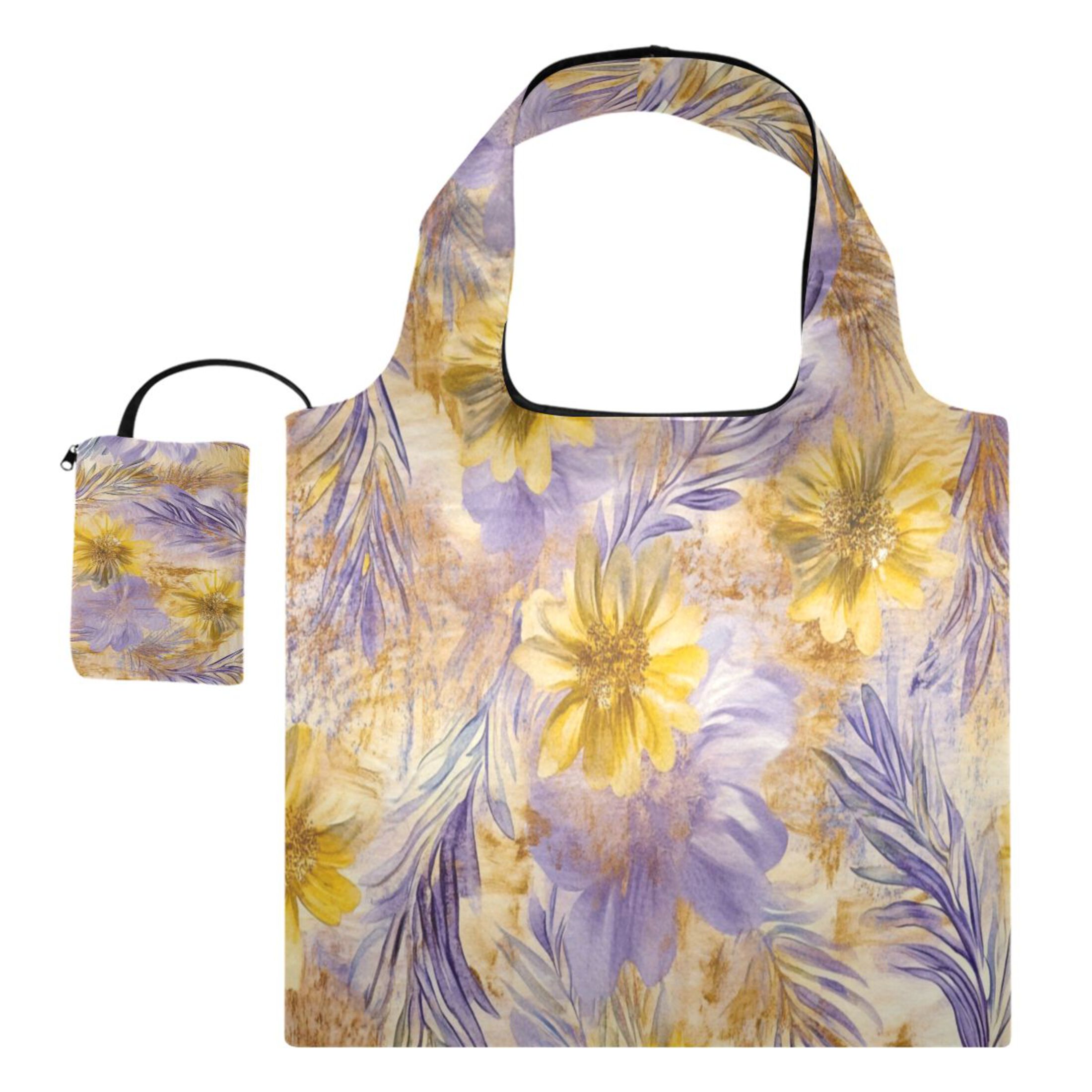 Foldable Reusable Tote Shoulder Bag - 18.1"x16.1" Grocery Bags Built-In ...