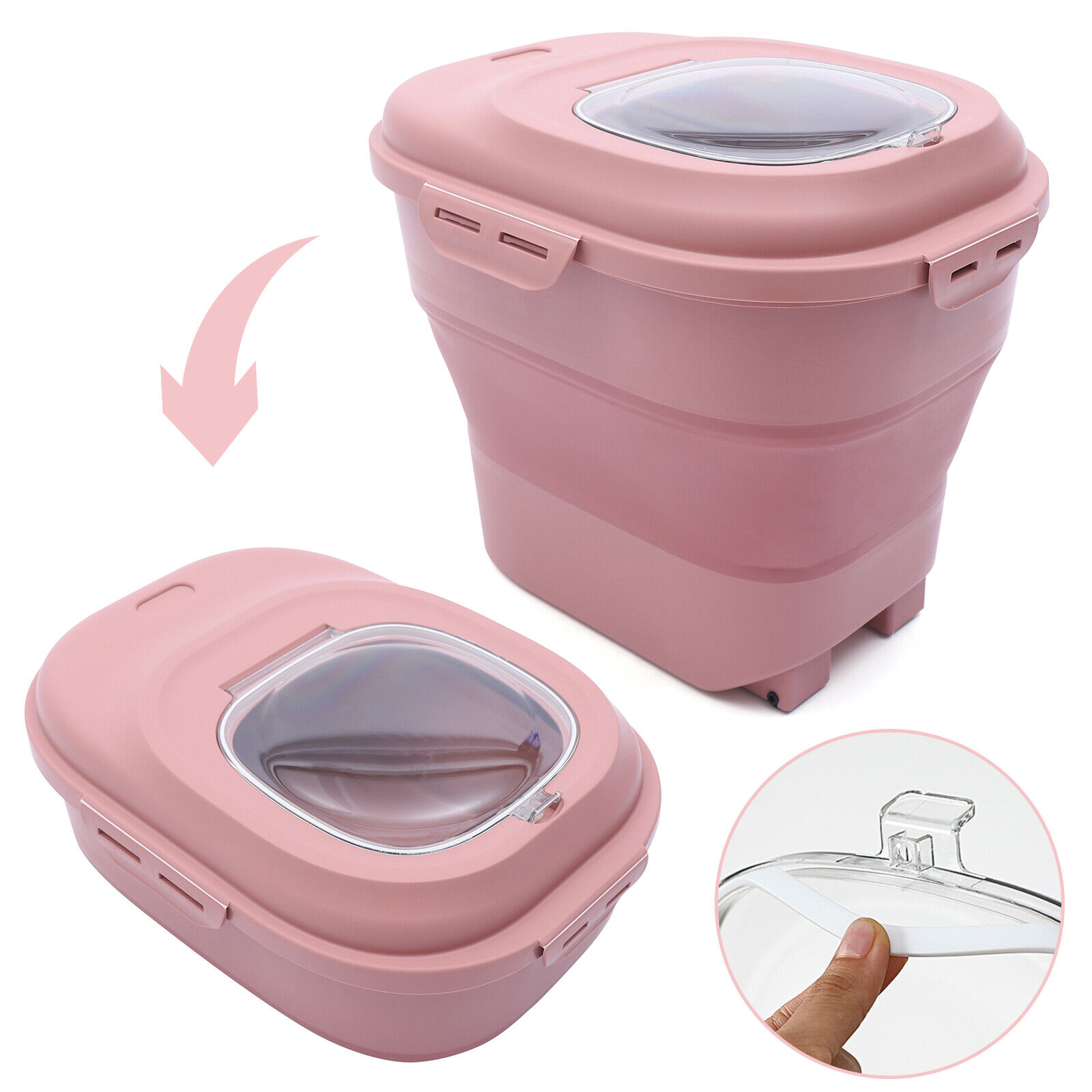 Foldable Rice Storage Container with Lid Rice Container 25L Airtight ...