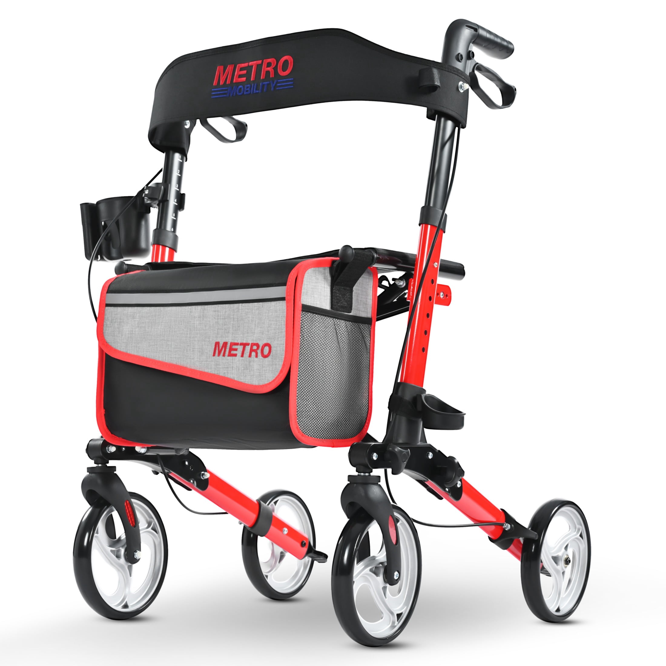 Foldable Rollator Walker for Seniors, Aluminum Rolling Walker with 8 ...