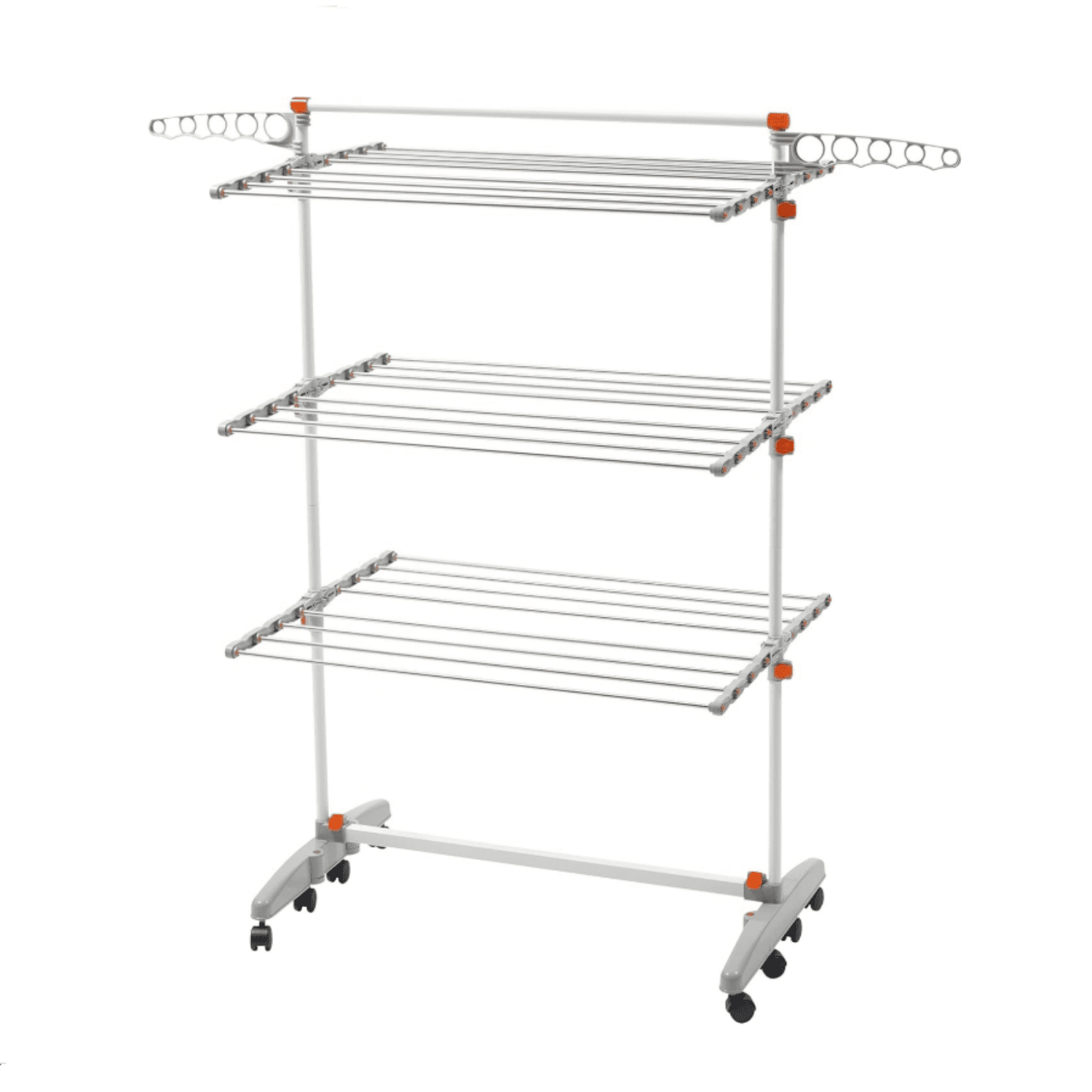 Foldable Rolling 3-Tier Clothes Laundry Drying Rack with Stainless ...
