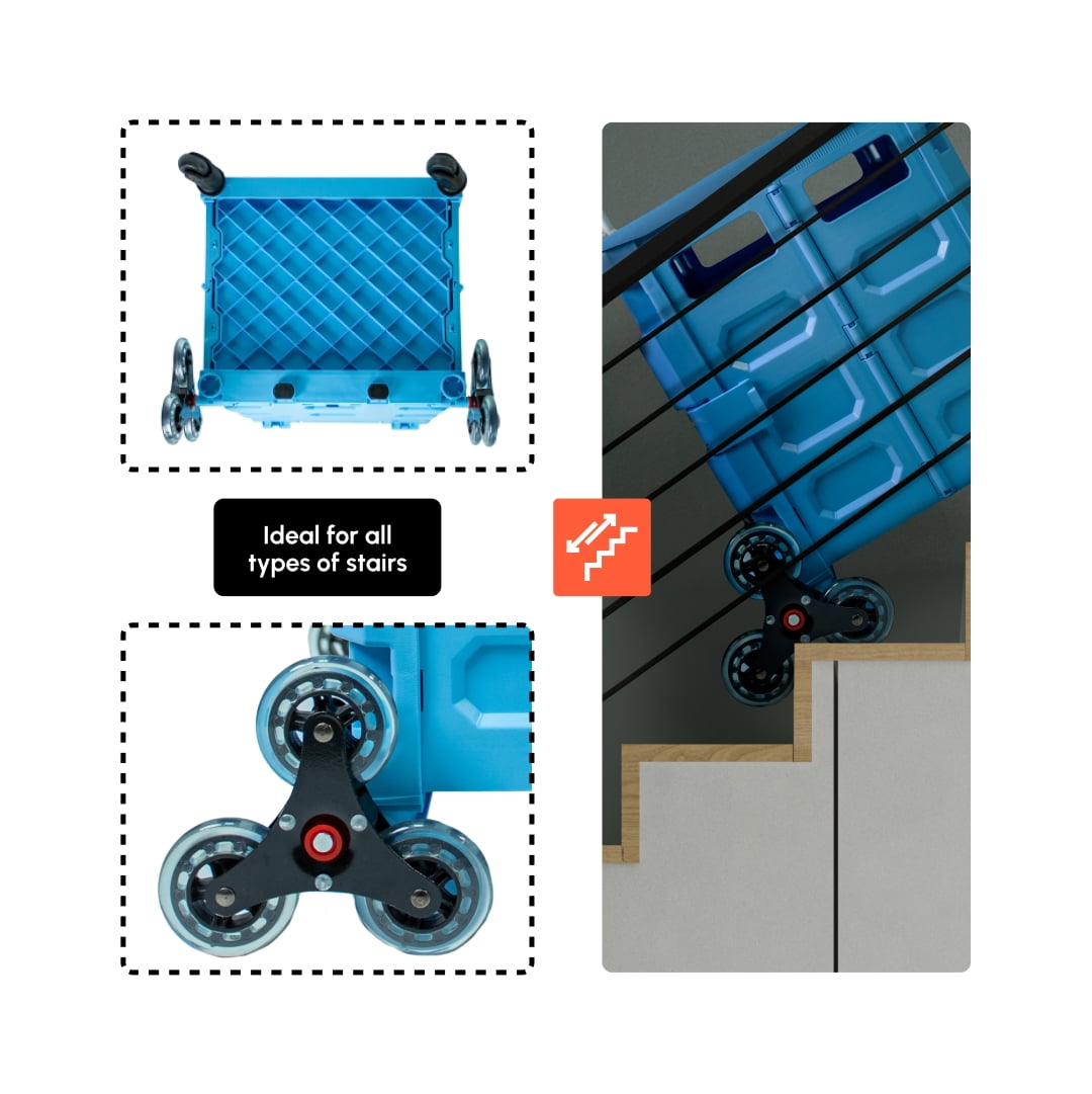 Foldable Rolling Carts with Wheels, Heavy Duty 4 Wheeled Stair Climber ...
