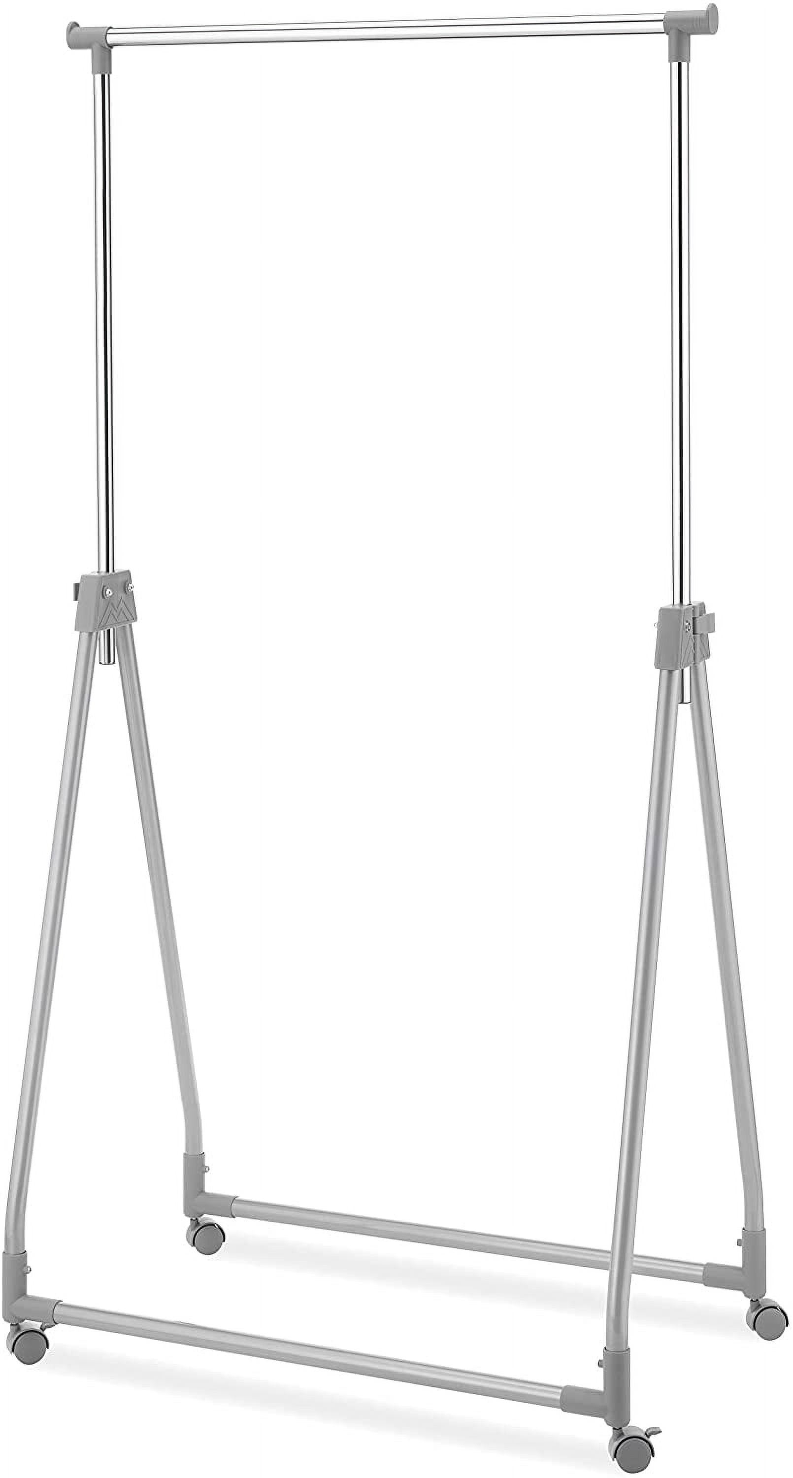 Foldable Rolling Clothes Rack - Adjustable Height Garment Rail with ...