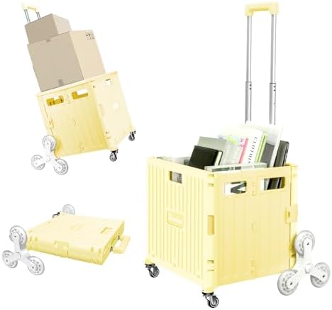 Foldable Rolling Crate for Stair Climbing : Rolling Cart for Shopping ...