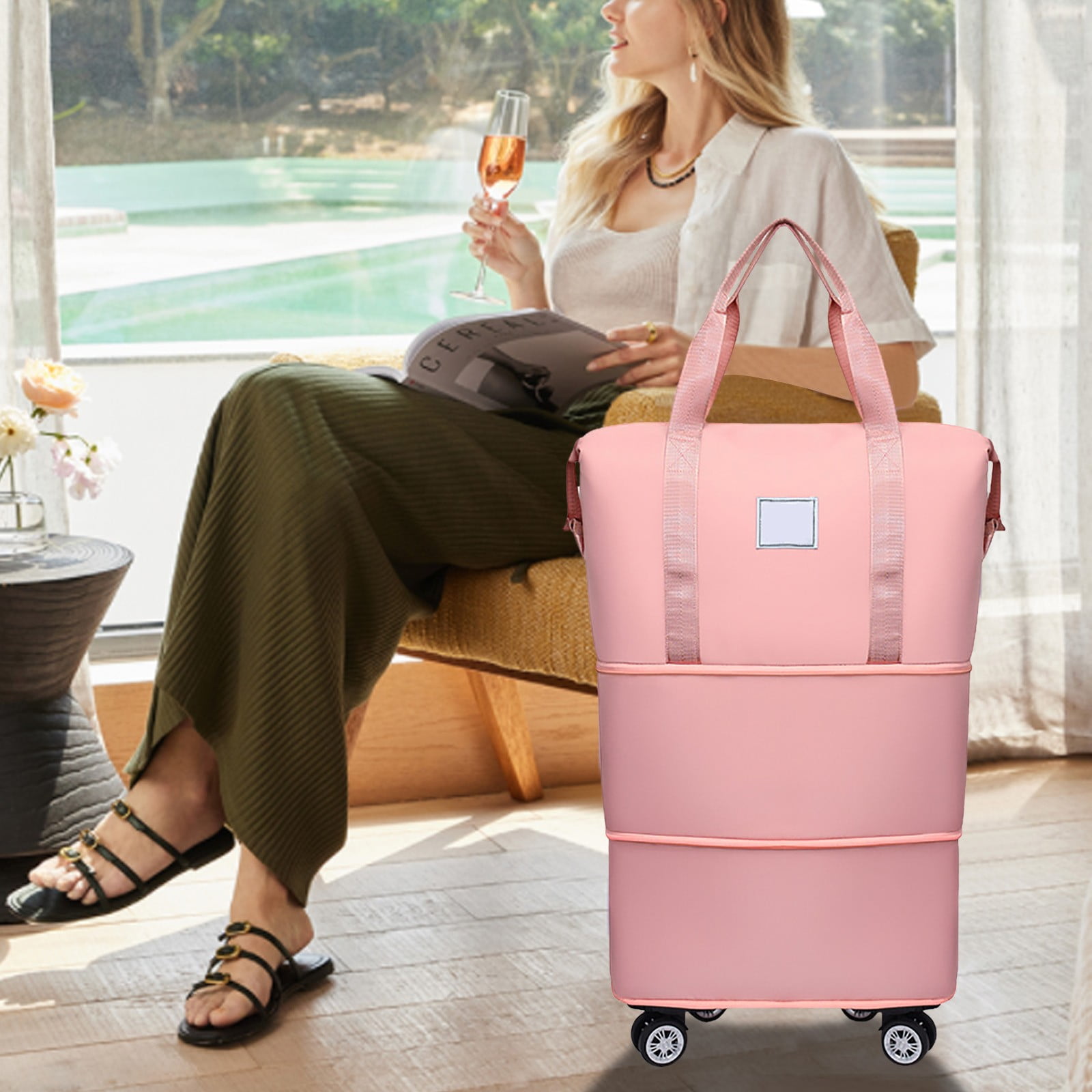 Foldable Rolling Duffel Bag with Wheels, Light Weight Travel Duffel bag ...