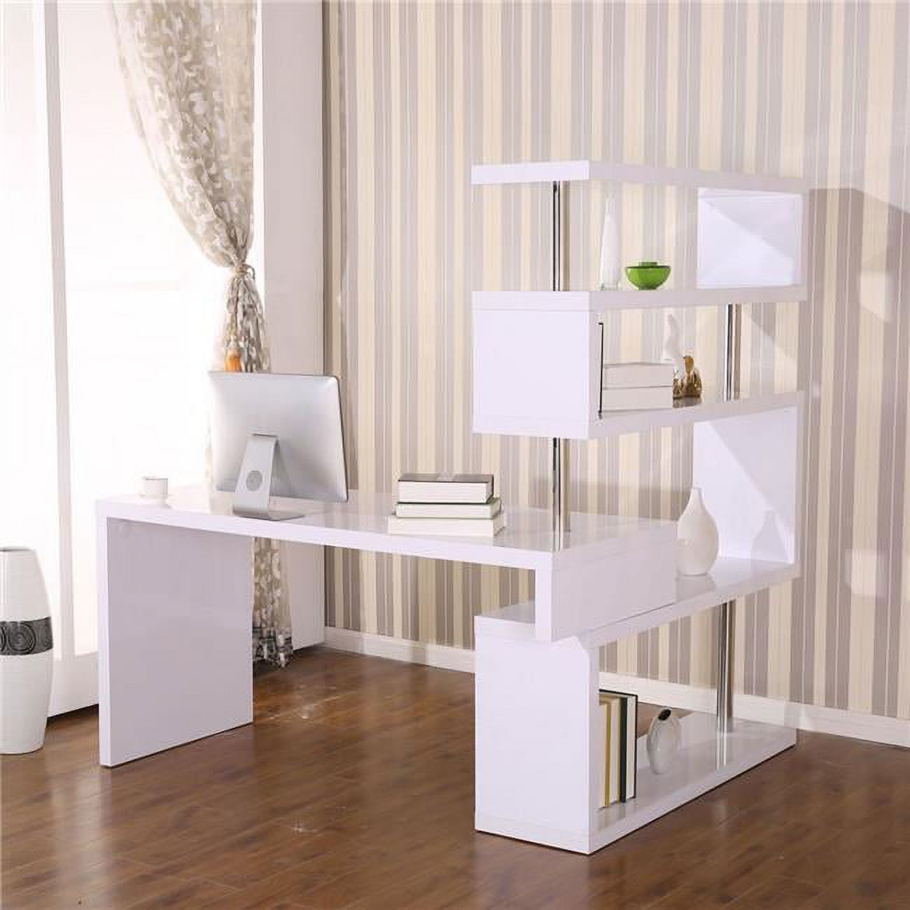 Foldable Rotating Corner Desk & Shelf Combo - Walmart.com