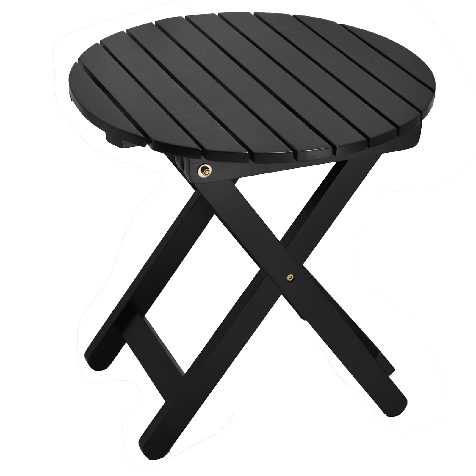 Foldable Round Side Table for Outdoor Indoor Use, Durable Wooden End ...