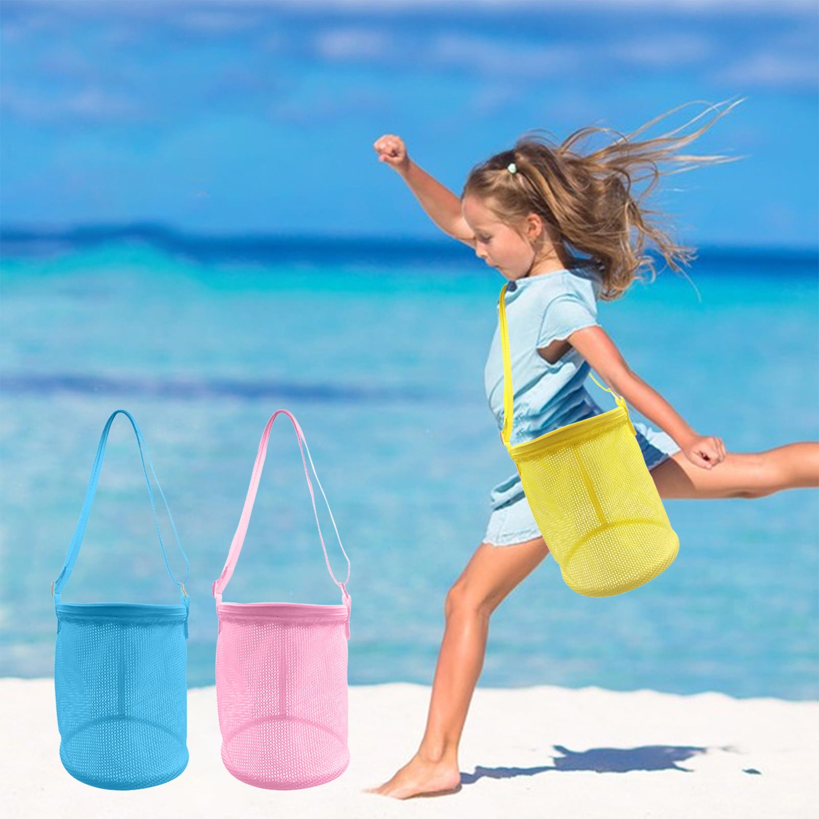 Foldable Sand Collection Mesh Bucket - Transparent Shell Toy Organizer ...