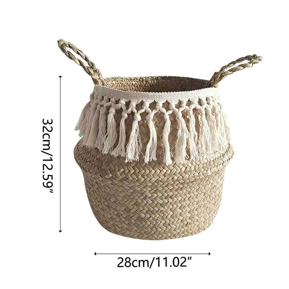 Foldable Seagrass Wicker Storage Basket for Plants, Decor, and ...