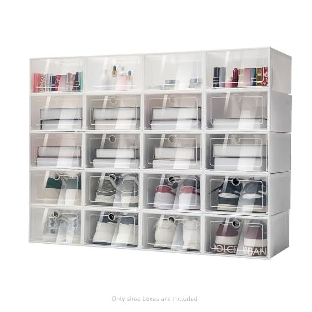 Foldable Shoe Box, Stackable Clear Drawer Plastic Shoe Storage Box - Free Standing Shoe Racks ...