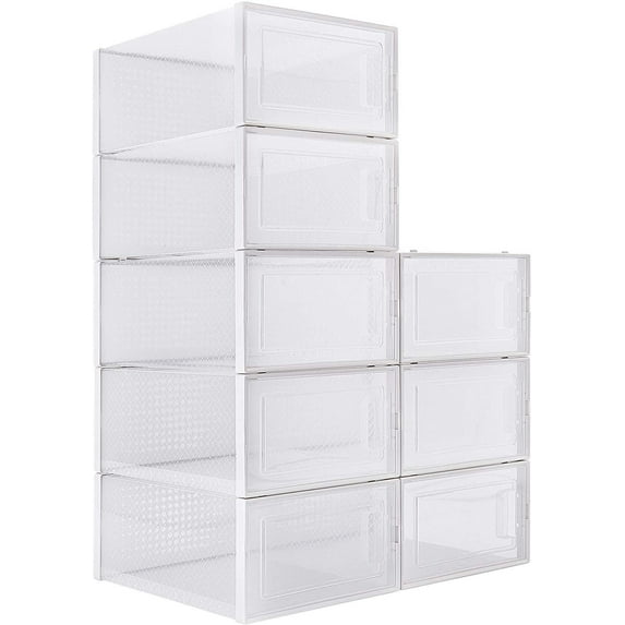 Foldable Shoe Box; Stackable Clear Shoe Box - Bins Shoe Container ...