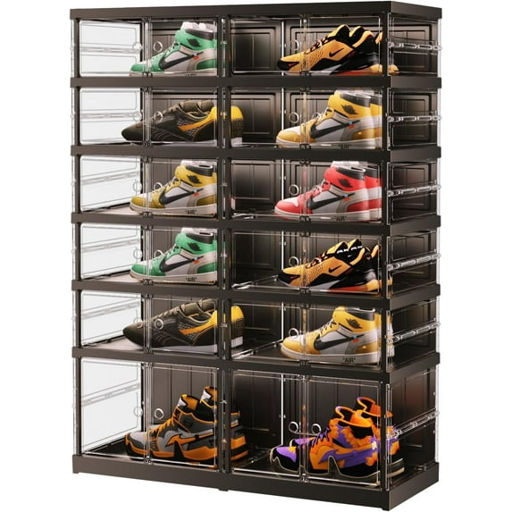 Foldable Shoe Boxes Large Plastic Shoe Storage Rack Shoe Organizer for ...