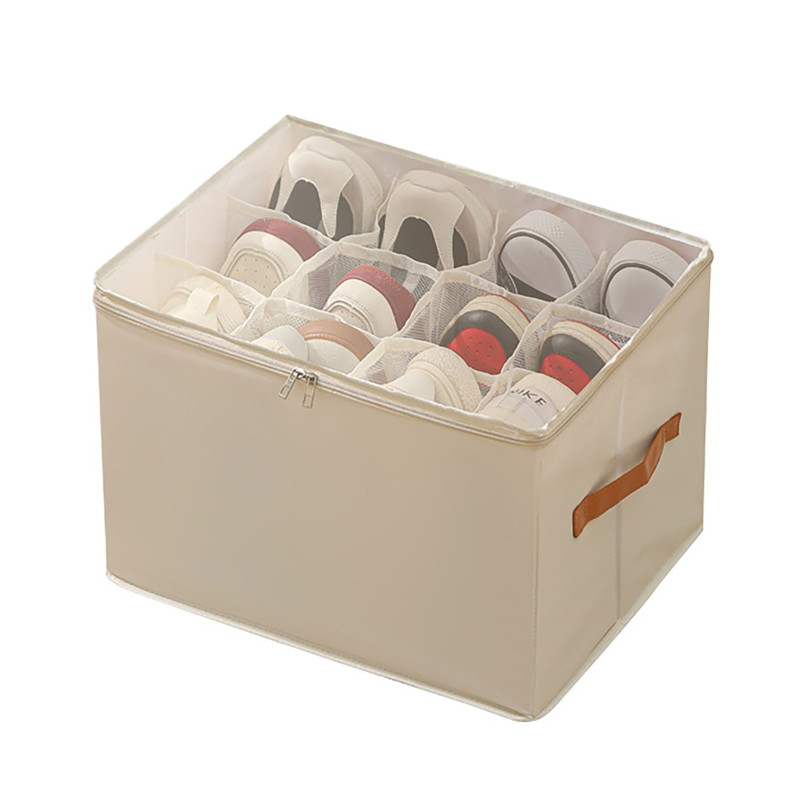 Foldable Shoe Organizer Cloth Fabric Shoe Storage With Compartments ...