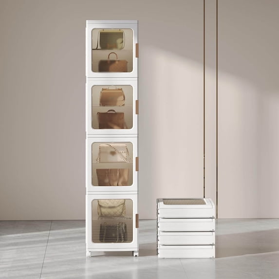 Foldable Shoe Rack Organiser Box Storage Cabinet With Magnetic Clear ...