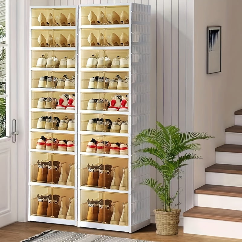 Foldable Shoe Rack Organizer For Closet 18-36Pairs Plastic Collapsible ...