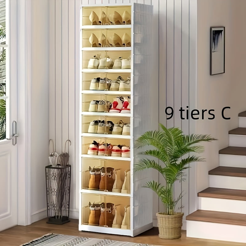 Foldable Shoe Rack Organizer For Closet 18-36Pairs Plastic Collapsible ...
