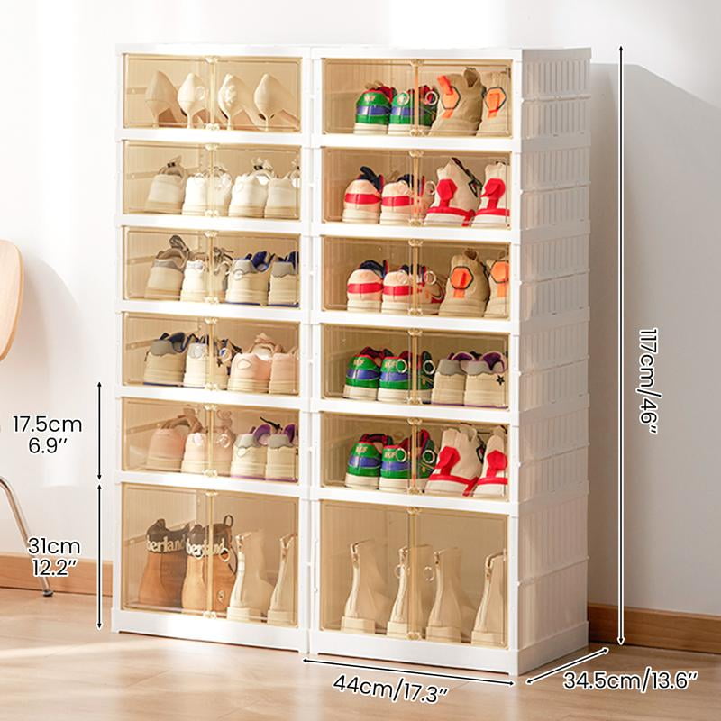 Foldable Shoe Rack Organizer for Closet 18Pairs Plastic Shoe Shelf ...