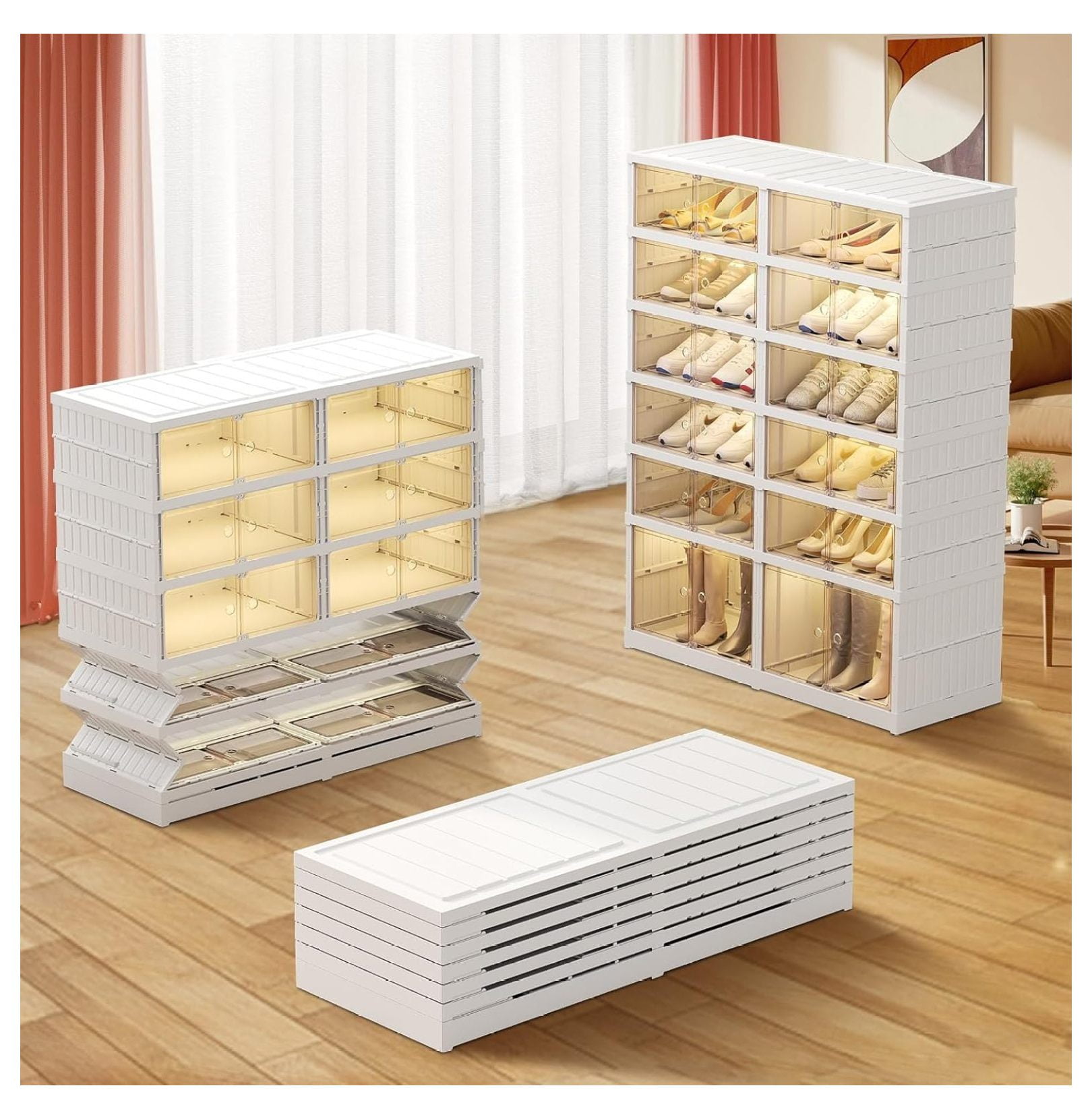 Foldable Shoe Rack Organizer for Closet, 24Pairs Shoe Storage Box ...