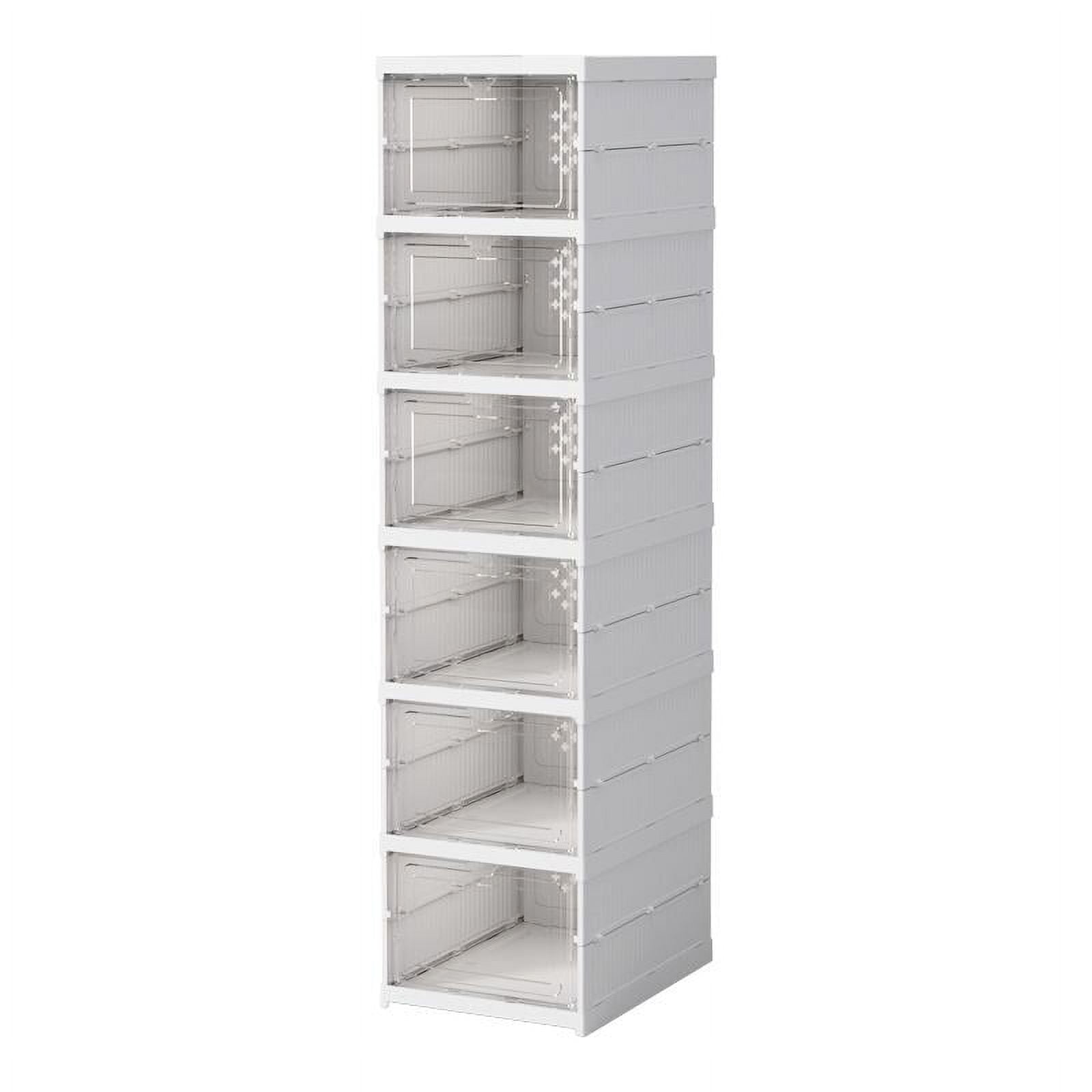 Foldable Shoe Rack Storage Box, Free Standing Bins Stackable Plastic, Size up to 14 shoe rack ...