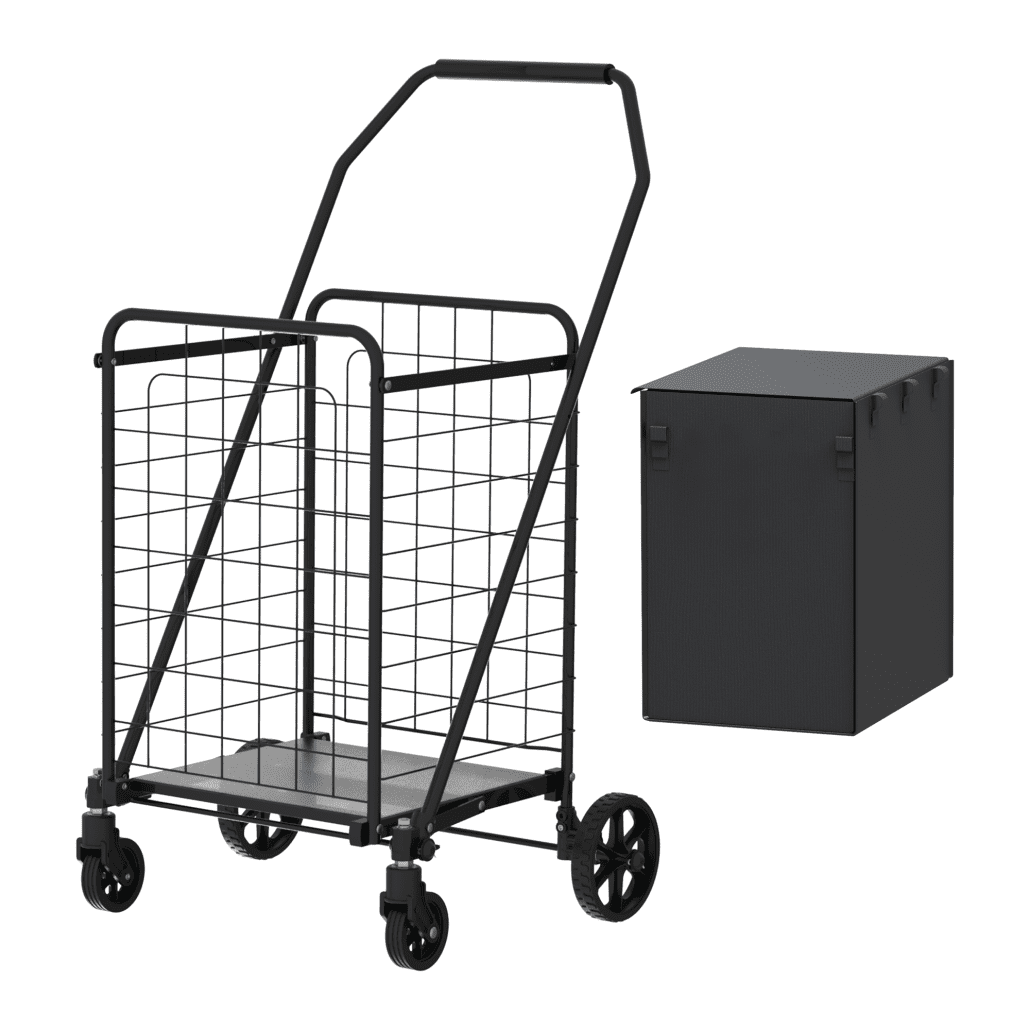 Foldable Shopping Cart with 360-Degree Swivel Wheels, Utility Carts for ...