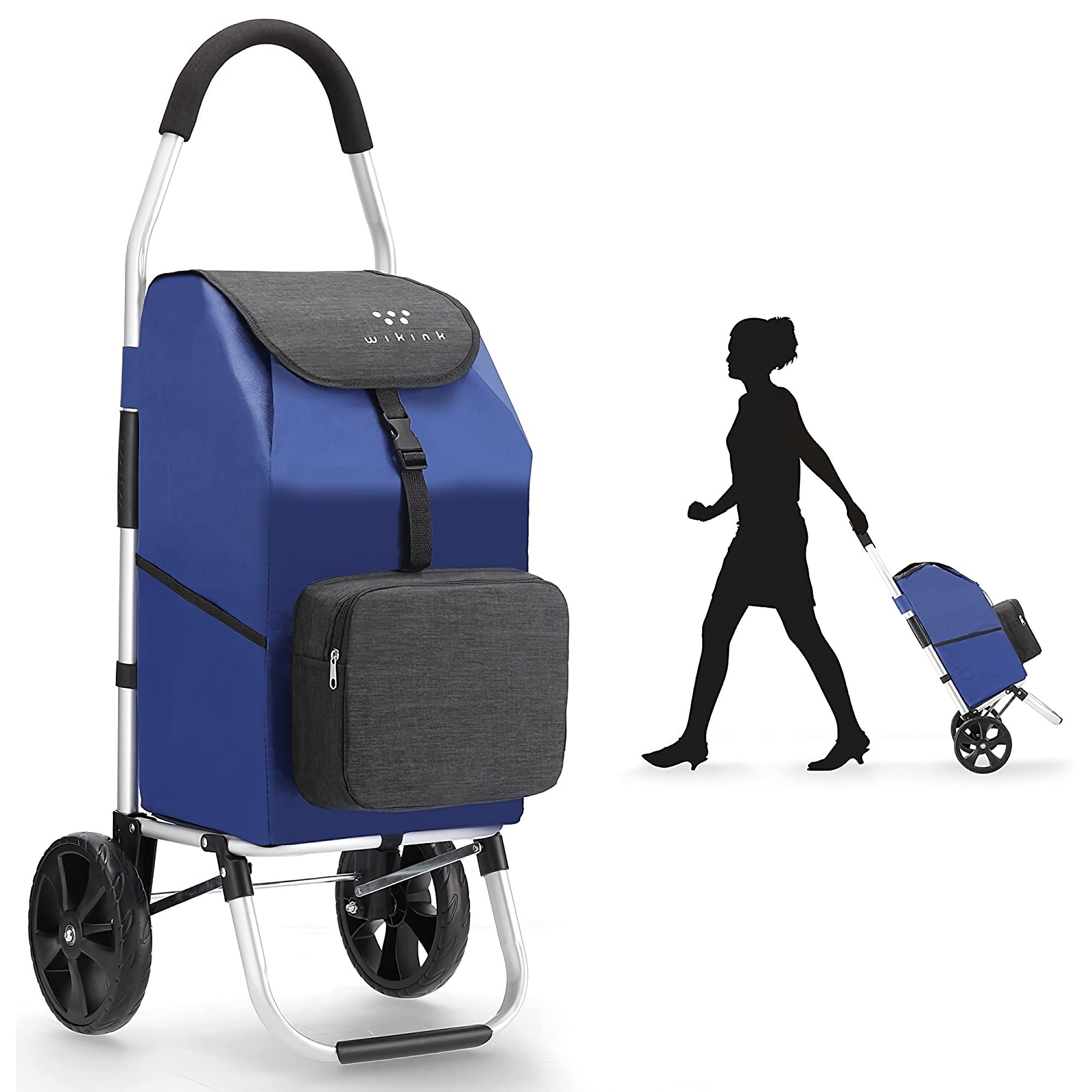 Foldable Shopping Trolley, Portable Grocery Cart with 29L Removable Bag ...
