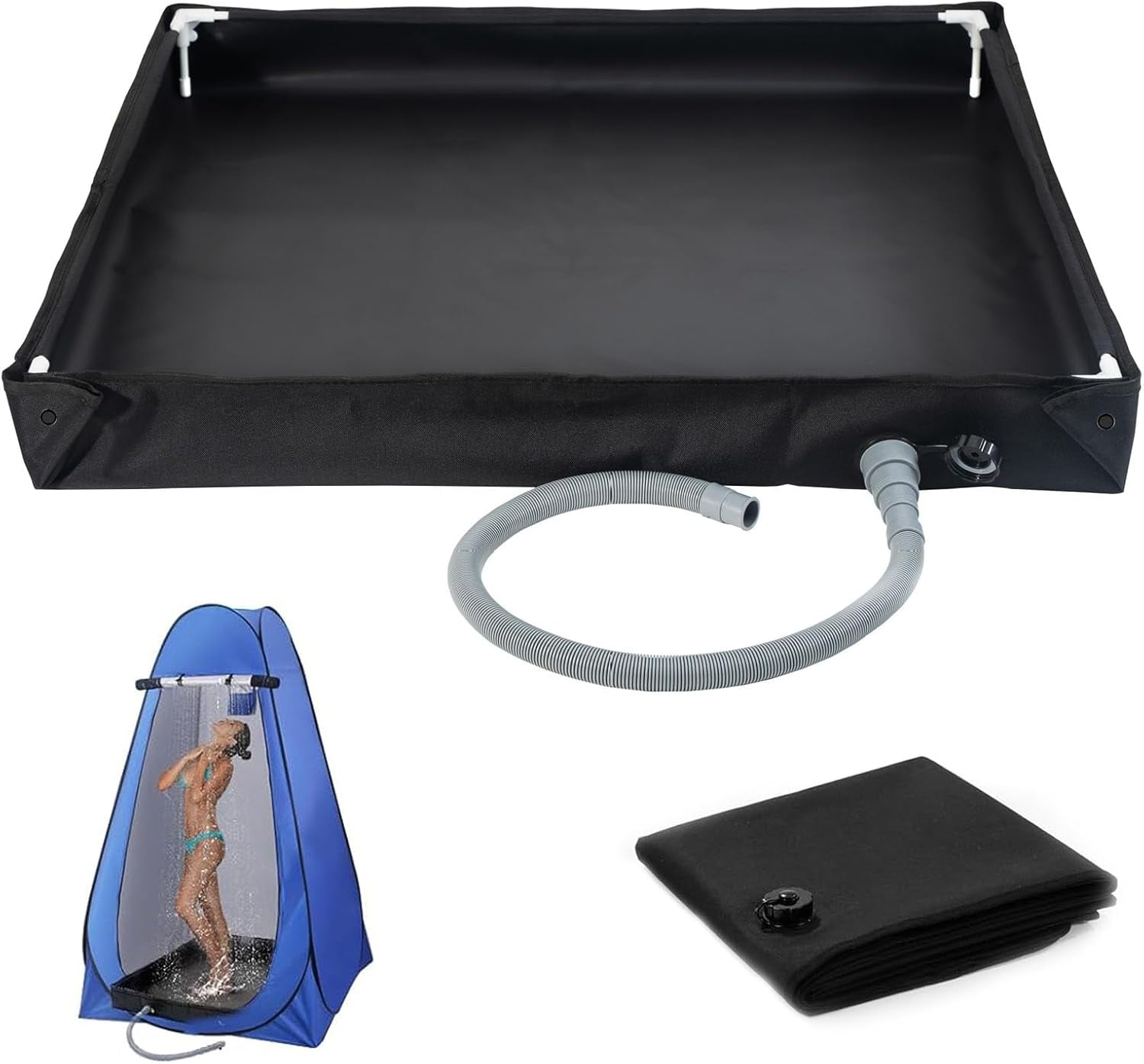 Foldable Shower Base, 31.5" x 31.5" x 3.94"Portable Shower Pan with ...