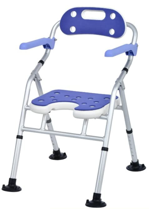 Foldable Shower Chair with Arms and Back Shower Seat Cutout for Private ...