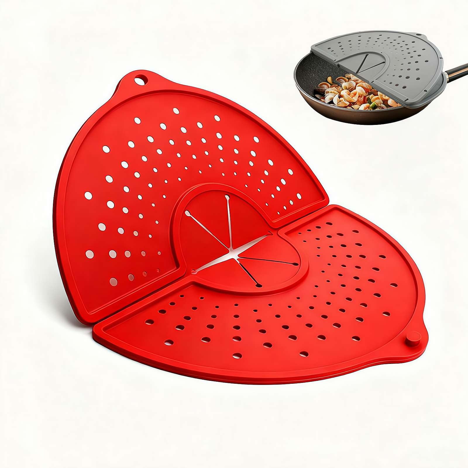 Foldable Silicone Anti-Spill Pot Lid, 14-Inch Heat Resistant Splatter ...