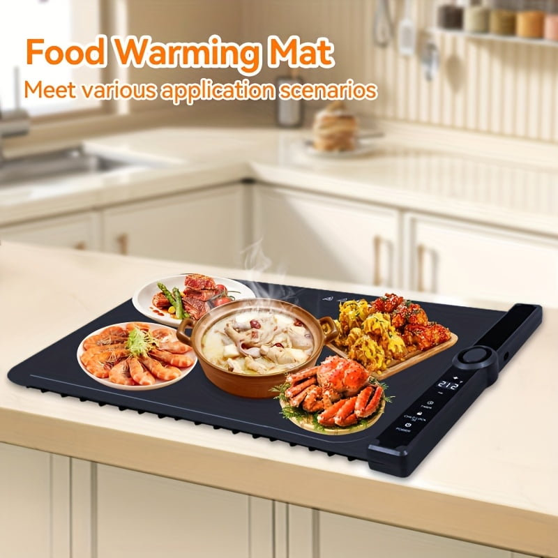 Foldable Silicone Food Warming Mat - 3 Adjustable Temp, 6-Hour Timer ...