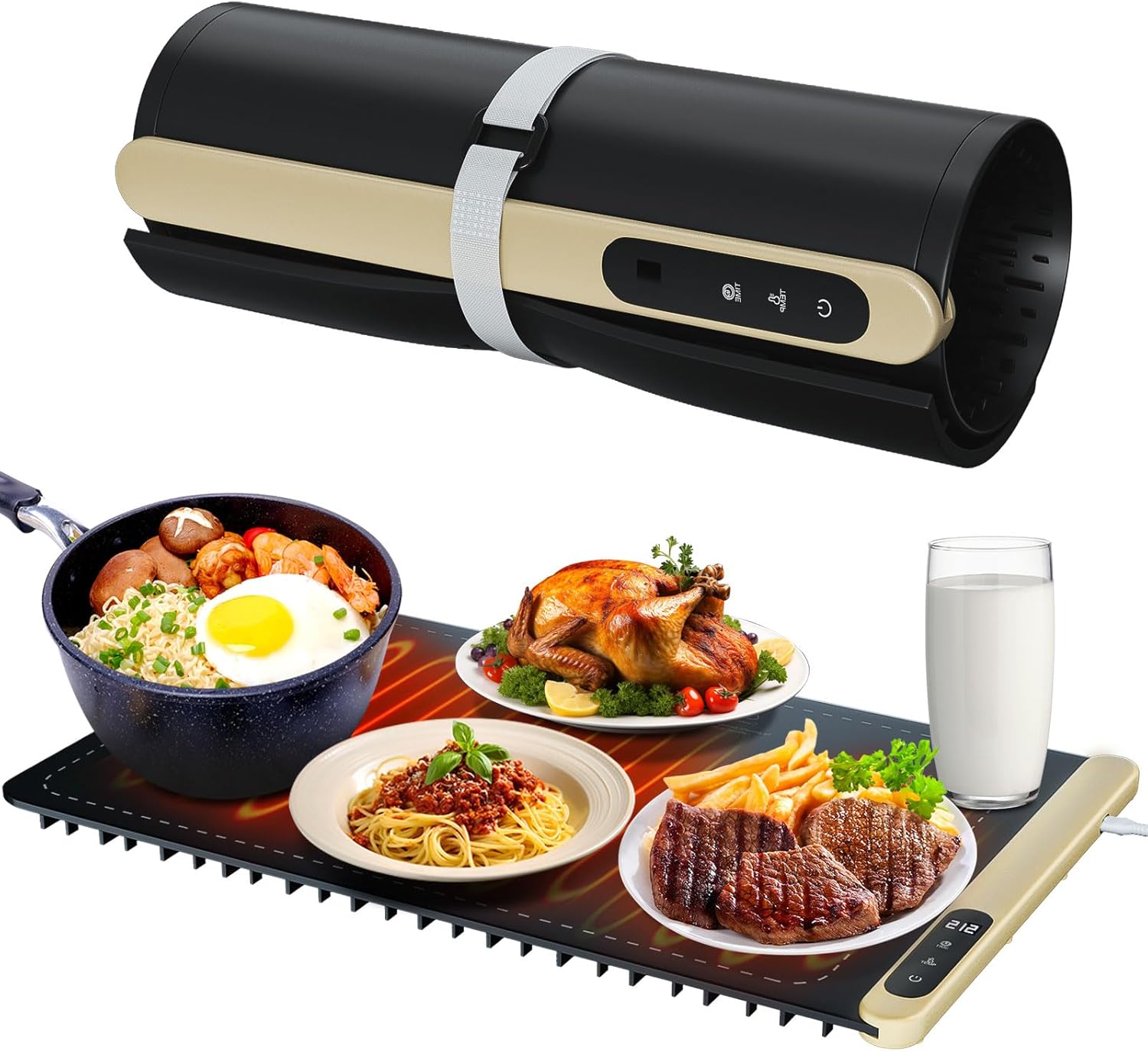 Foldable Silicone Food Warming Mat with Timer, Electric Food Warmer ...