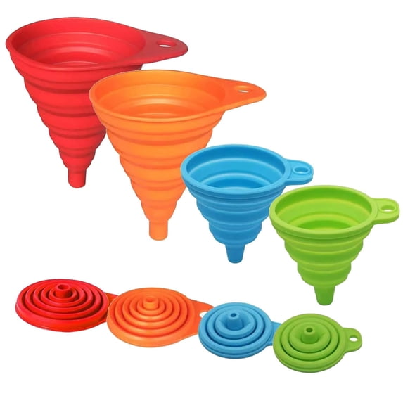 Foldable Silicone Funnel Set (4 Pack) – Collapsible Small & Large ...
