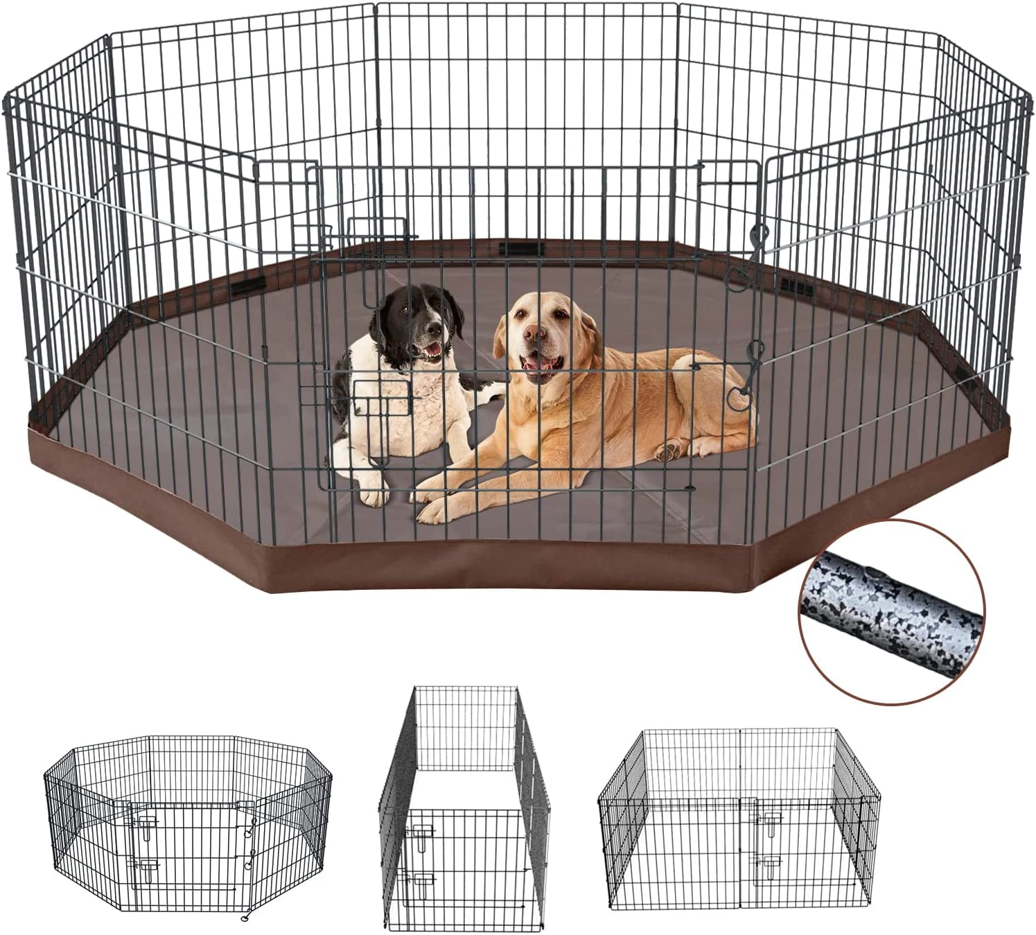 Foldable Silver Metal Dog Exercise Playpen Gate Fence Dog Crate 8 ...