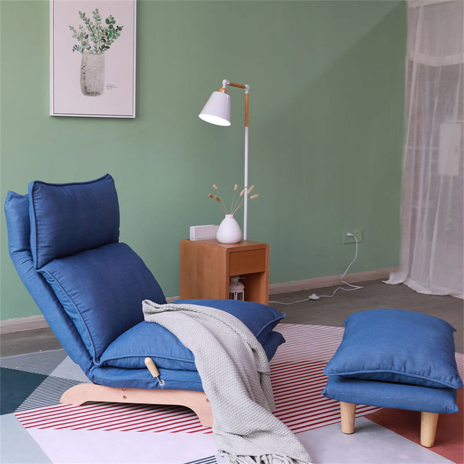 Foldable Single Sofa, Three Adjustment Functions Bedroom Sofa Chair ...