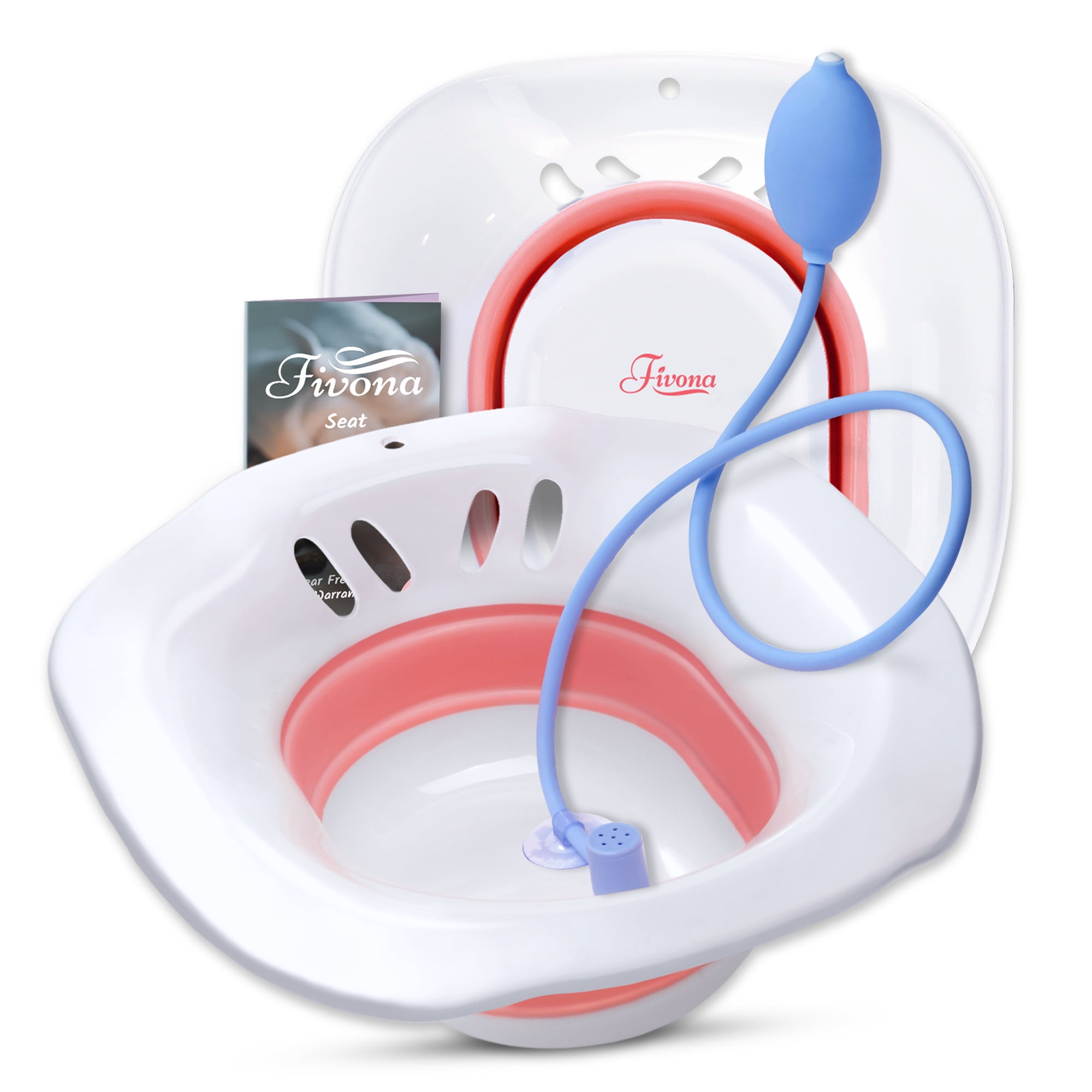 Fivona Foldable Sitz Bath Seat Over Toilet with Hand Flusher for ...