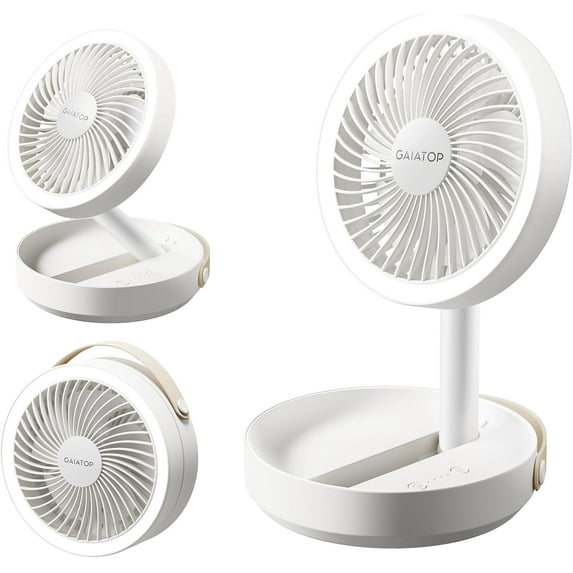 Foldable Small Desk Fan with LED Night Light, Wireless 6000mAh Battery ...