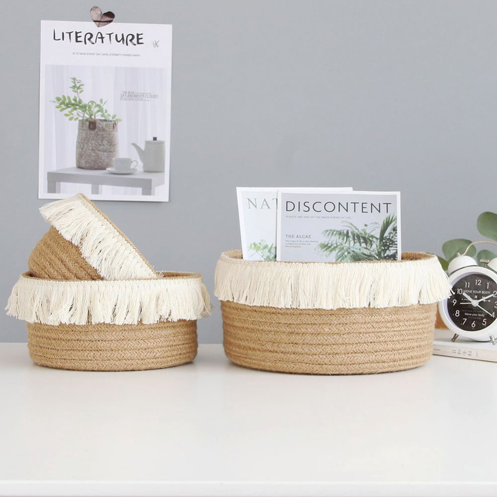 Foldable Small Storage Baskets Small Cotton Rope Woven Basket Toilet ...