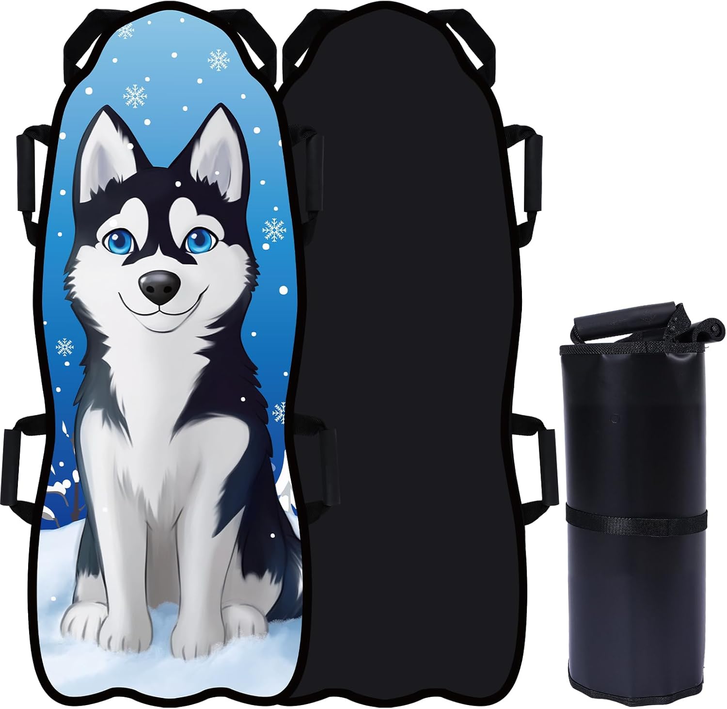 Foldable Snow Sled 45" x 18" Portable Husky Dog Snow Board for Kids and ...