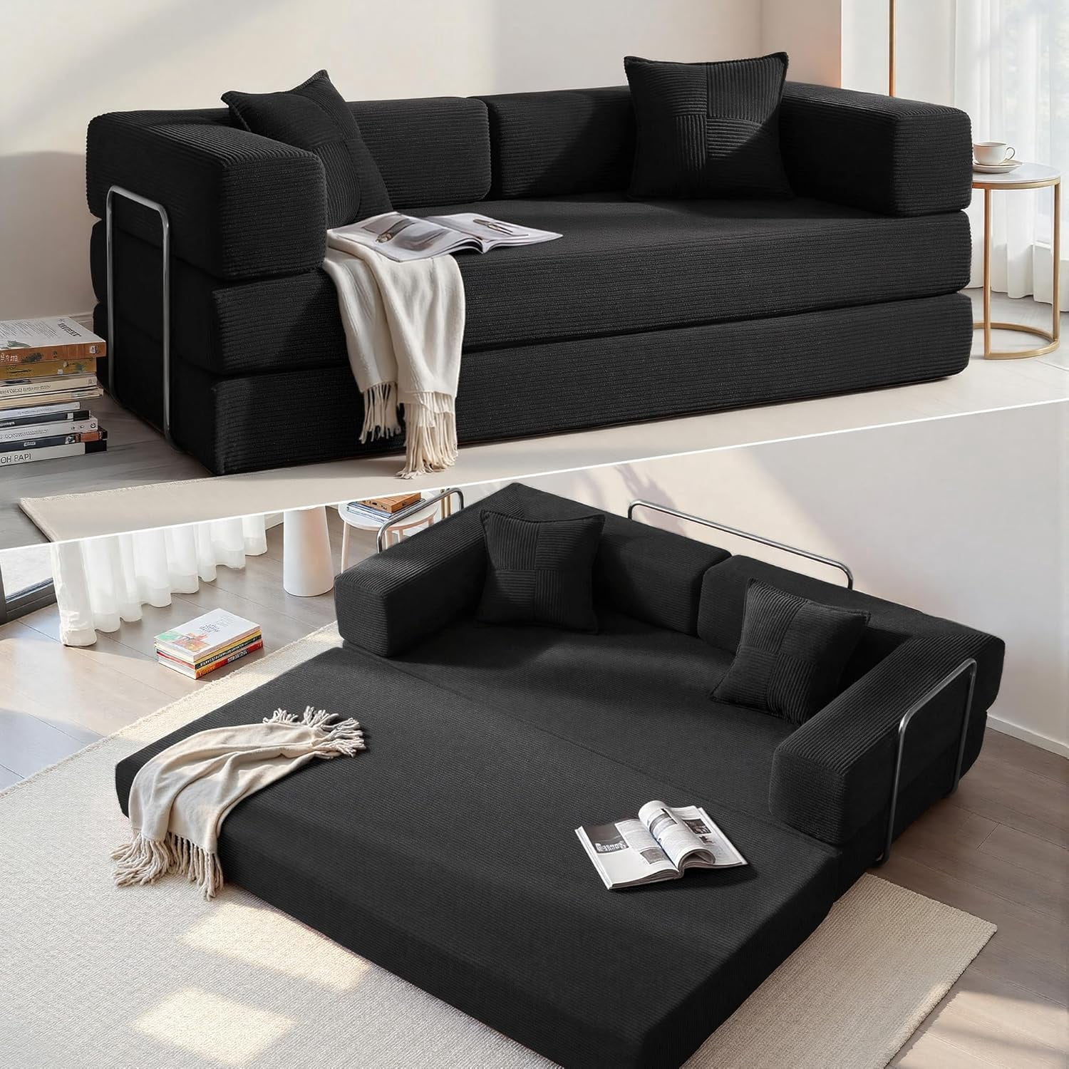 Foldable Sofa Bed, 78'' Folding Floor Couch, Compressed Convertable ...