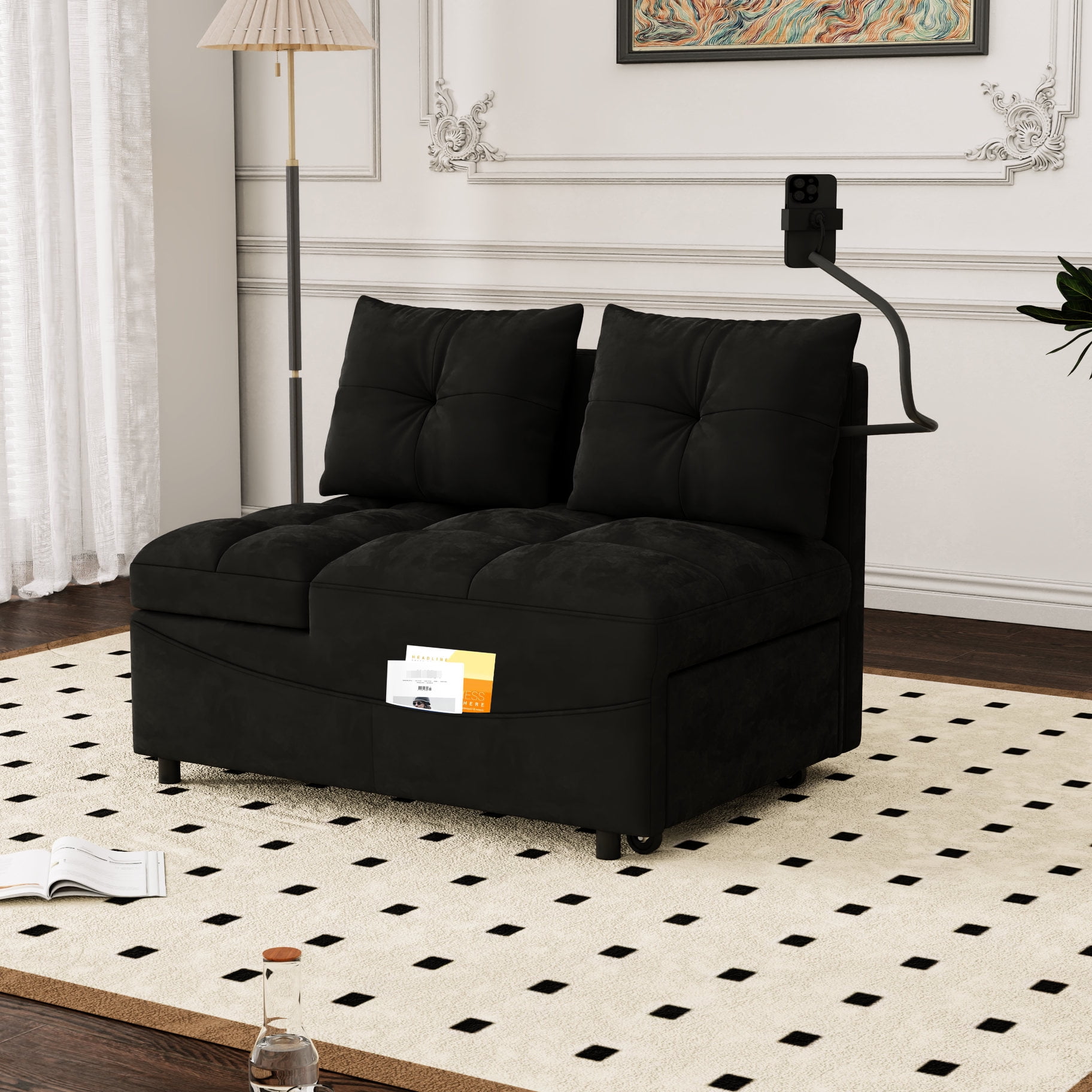 Foldable Sofa Bed | Convertible with 3 Reclining Angles, USB Port ...