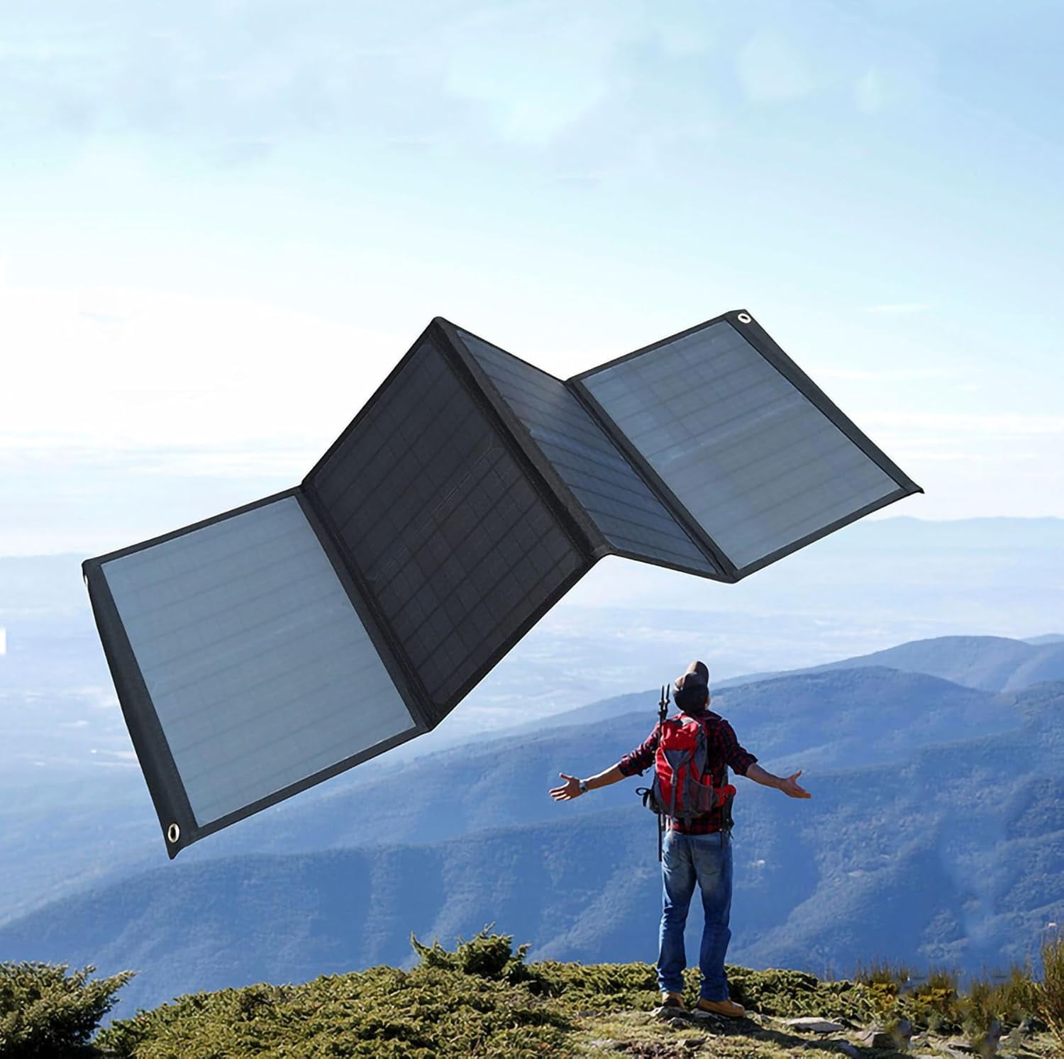 Foldable Solar Panel, 40W 5V USB & DC Portable Solar Smartphone Battery ...