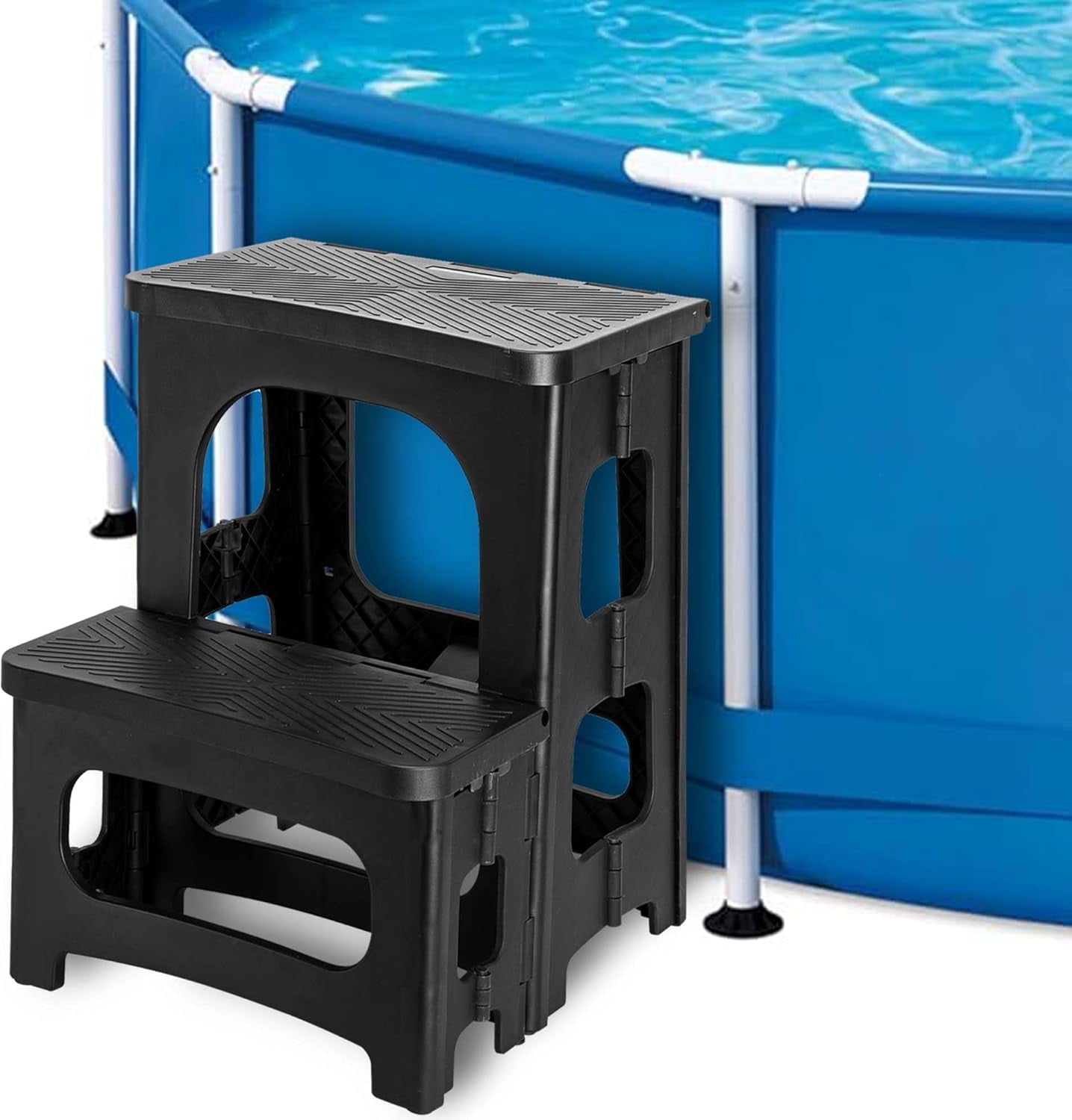 Foldable Spa Hot Tub Steps, Non-Slip 2 Step Stool Pool Ladder ...