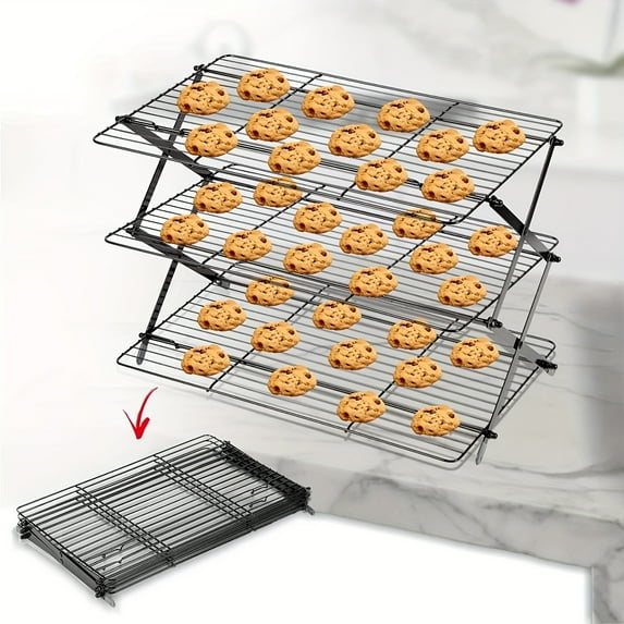 Foldable Stackable Cast Iron Cooling Rack Set of 3 | Includes Silicone ...
